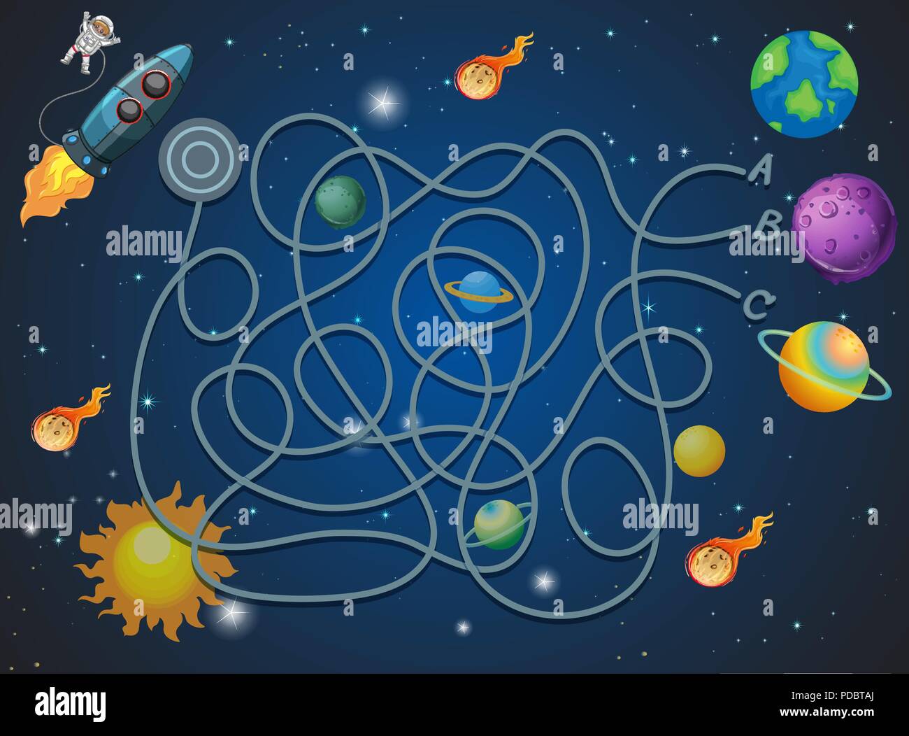Space themed maze concept illustration Stock Vector Image & Art - Alamy