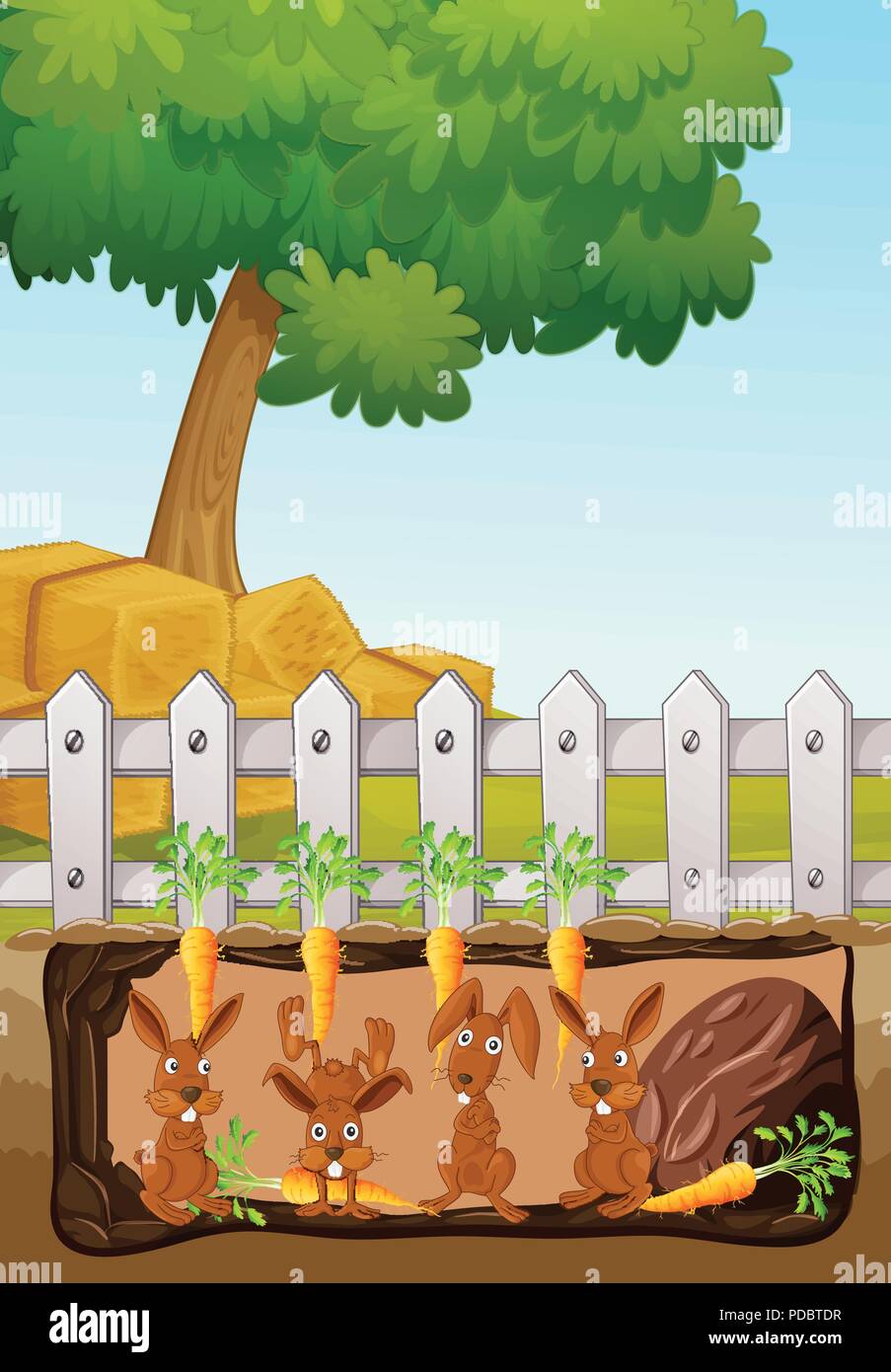 underground scene with rabbits illustration Stock Vector Image & Art ...