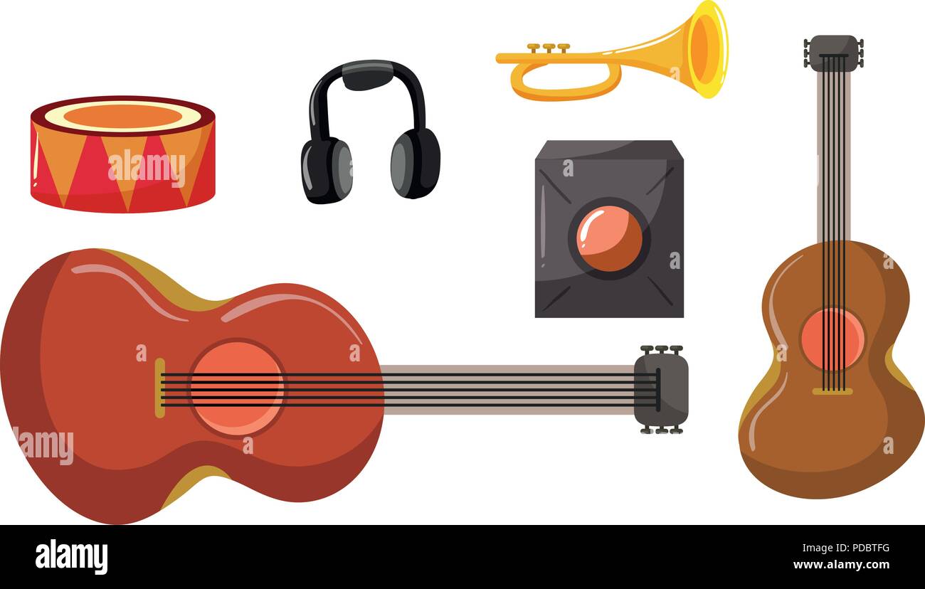 Set of different musical instruments illustration Stock Vector Image ...