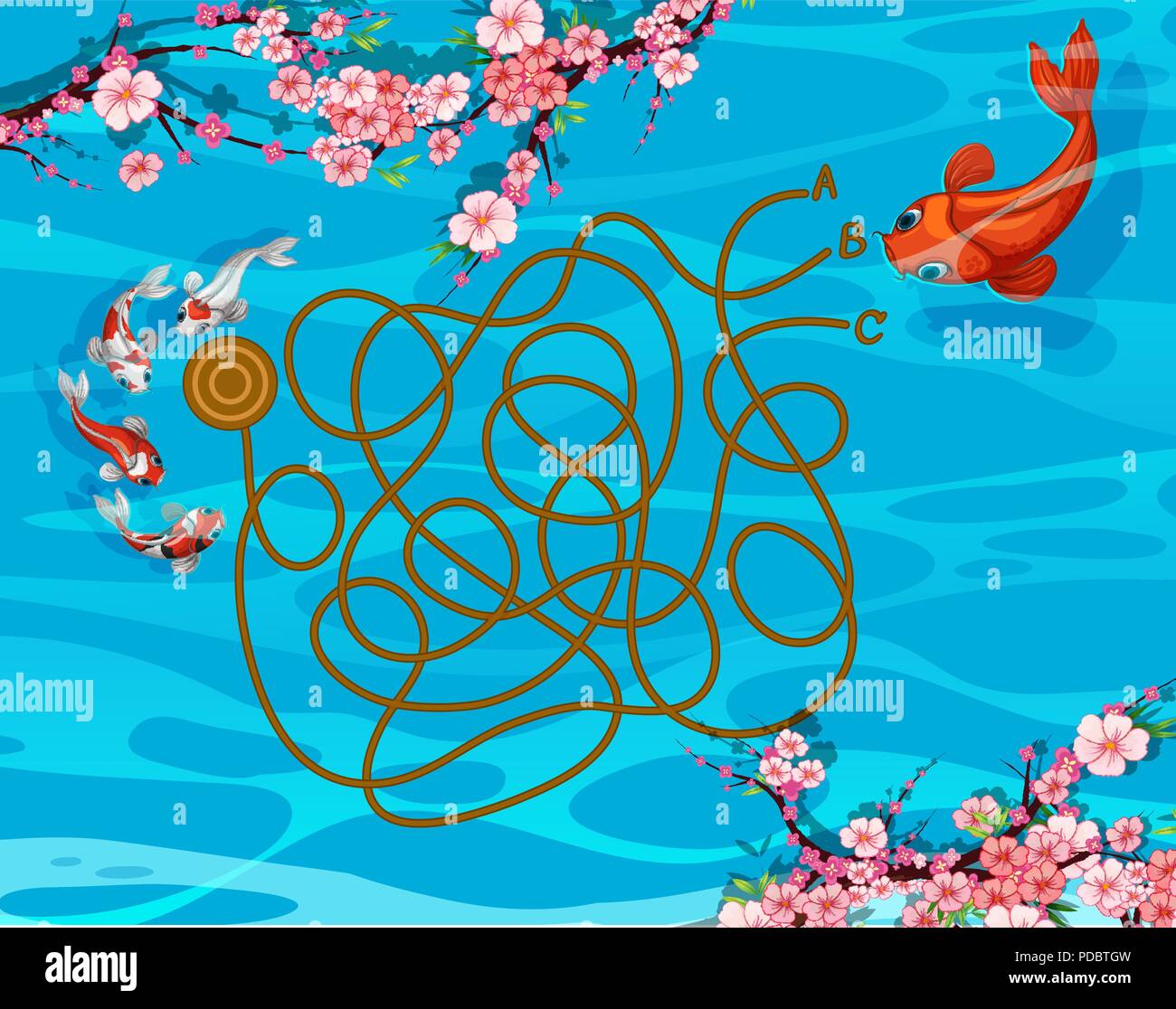 Koi fish maze game illustration Stock Vector Image & Art - Alamy