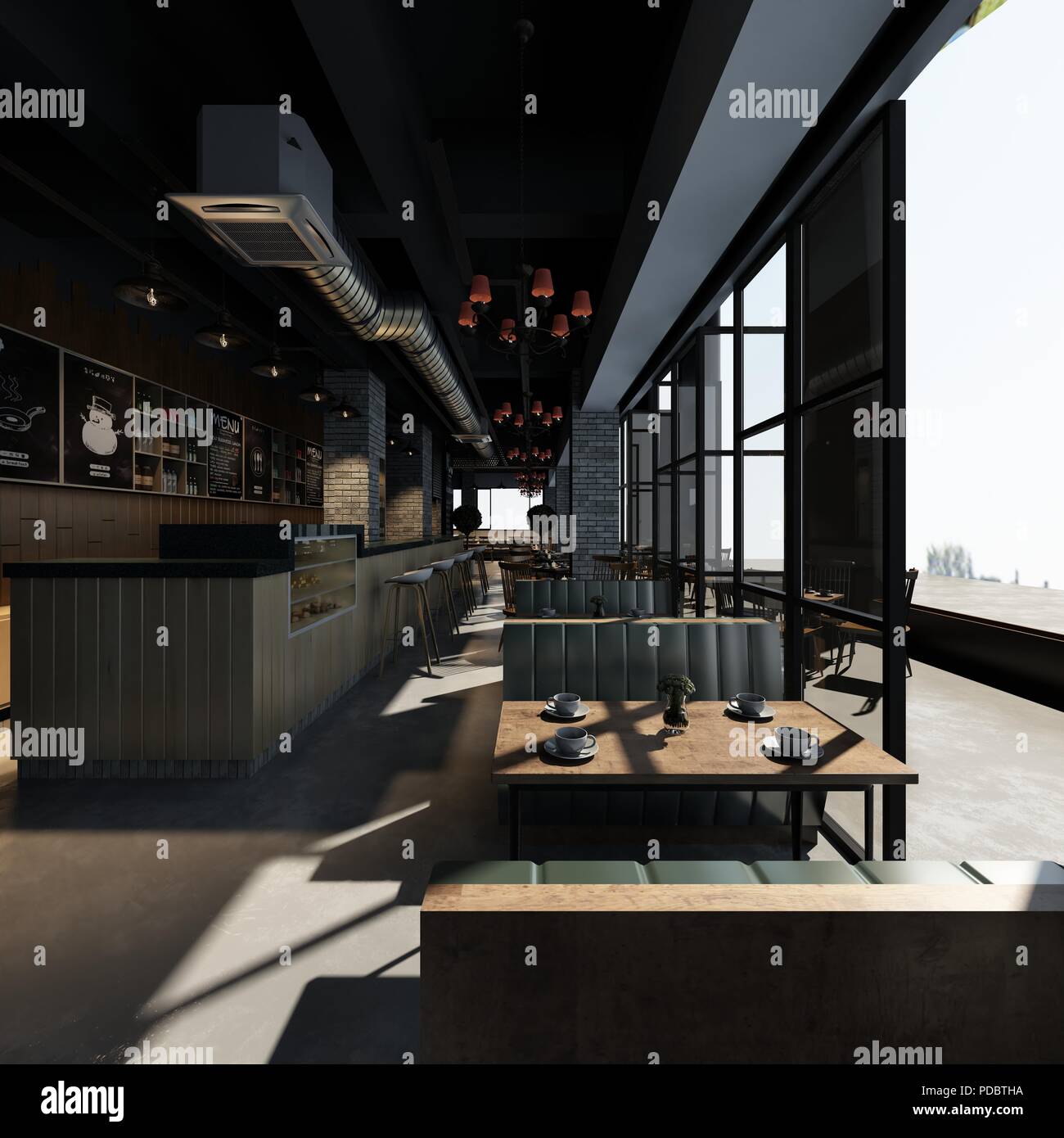 3d render of restaurant and bar Stock Photo - Alamy