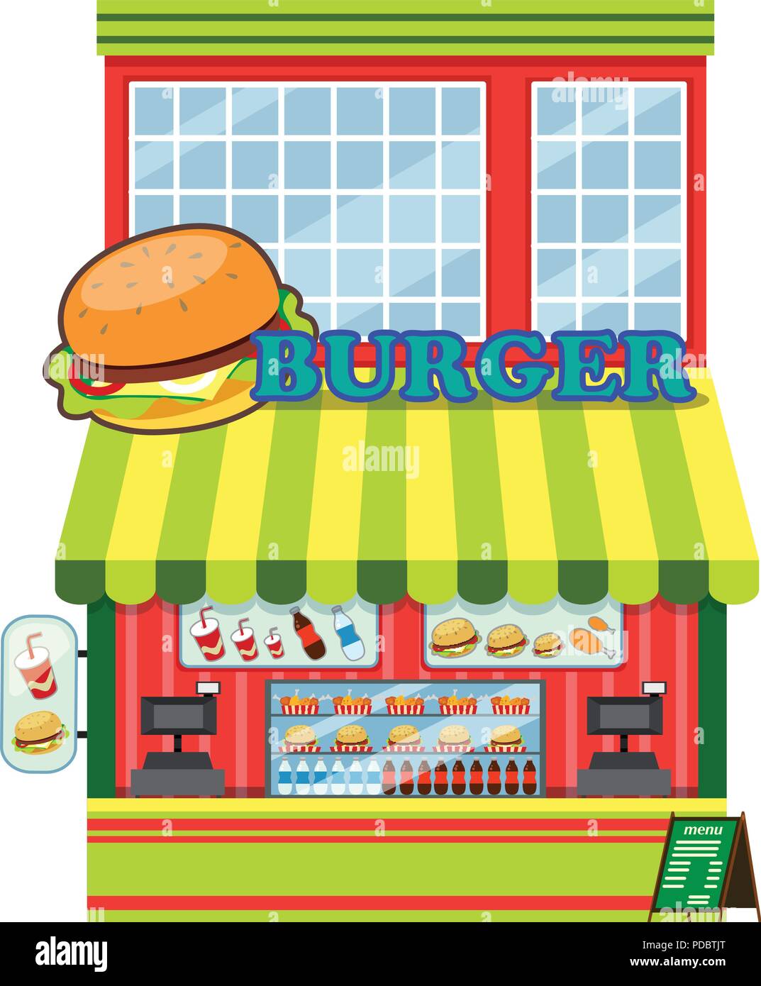 Exterior of burger shop illustration Stock Vector Image & Art - Alamy