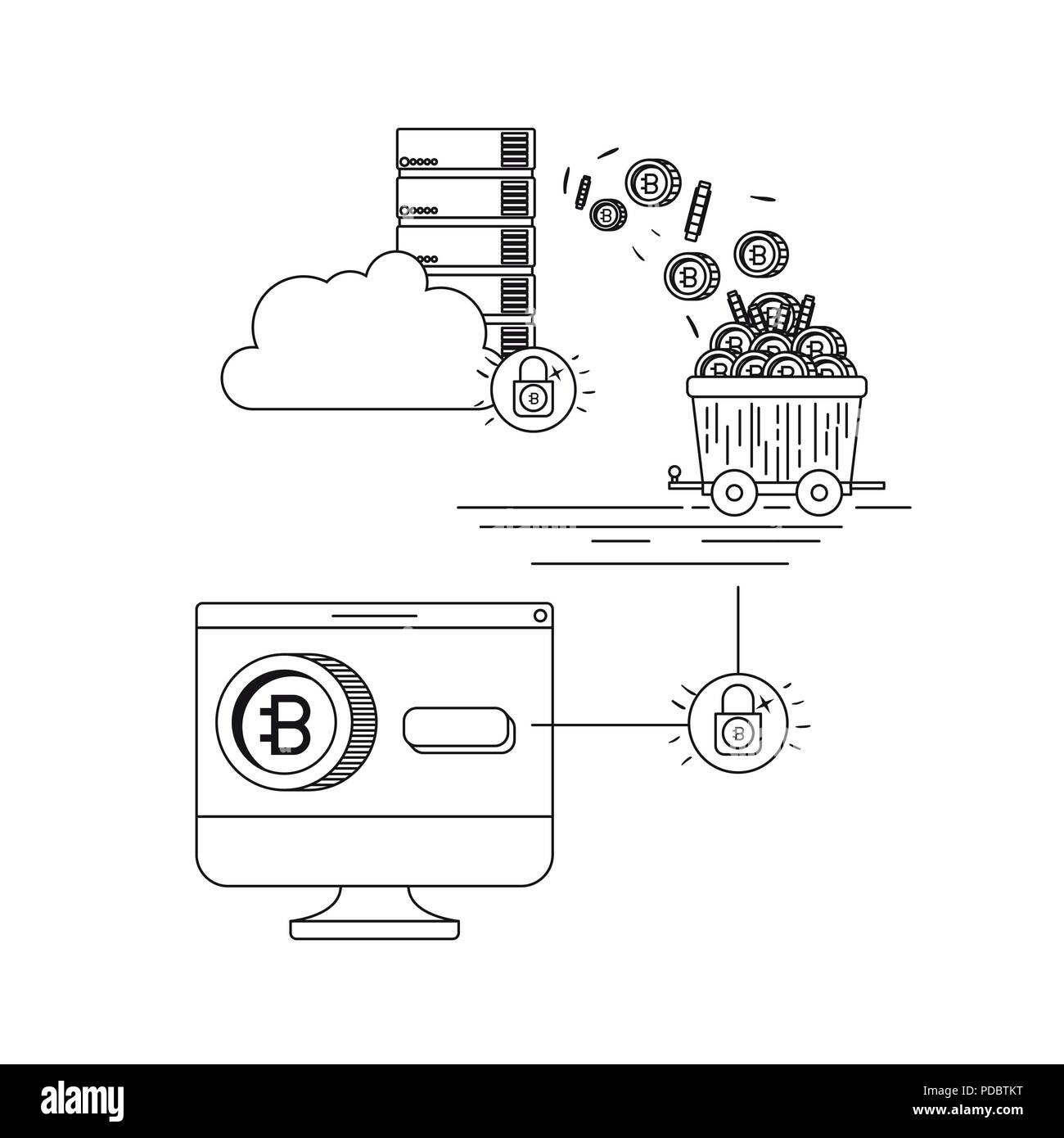 bitcoin mining set icons Stock Vector Image & Art - Alamy