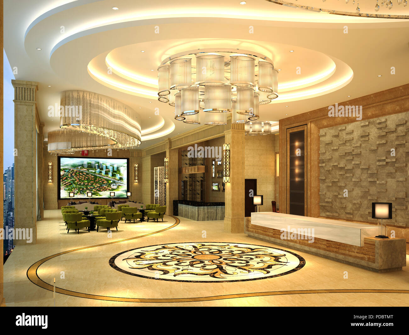 3d render of luxury hotel interior Stock Photo - Alamy