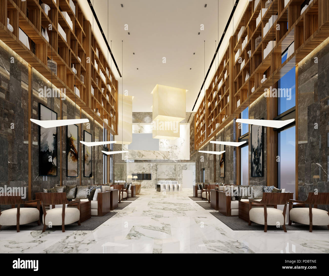 3d render of luxury hotel interior Stock Photo - Alamy