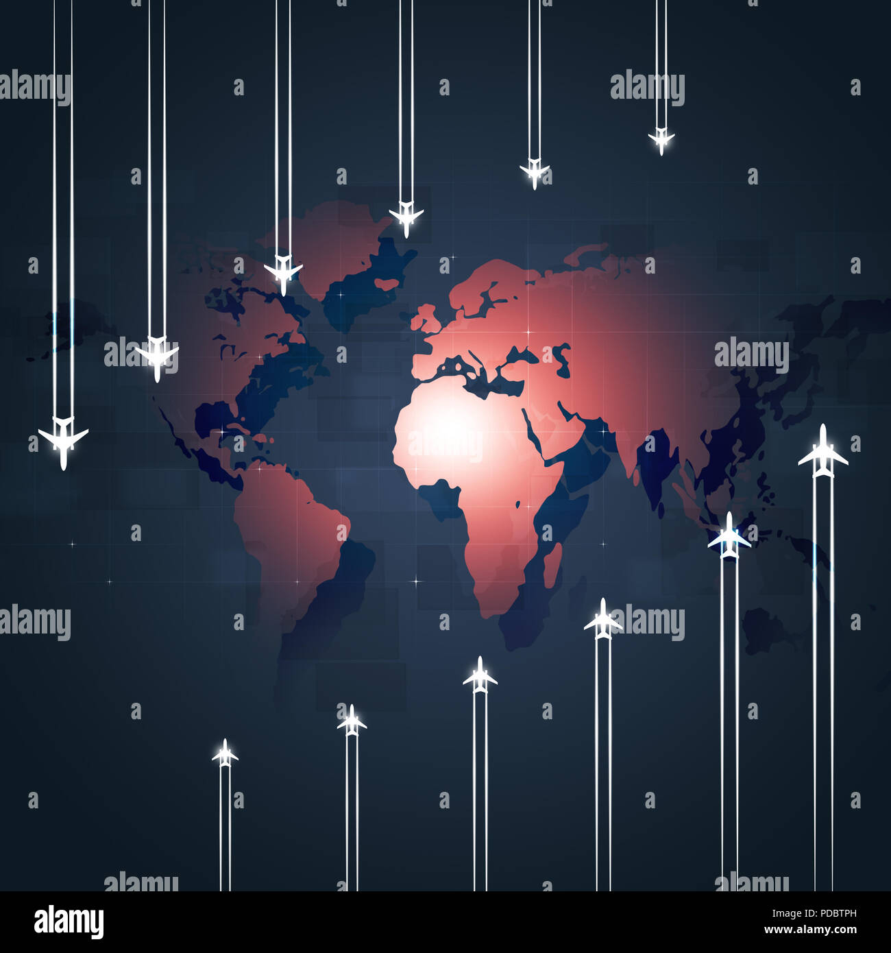 global aviation concept background with planes on a map Stock Photo - Alamy
