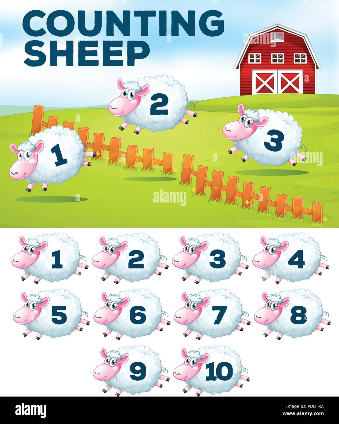 Counting sheep farm concept illustration Stock Vector Image & Art - Alamy