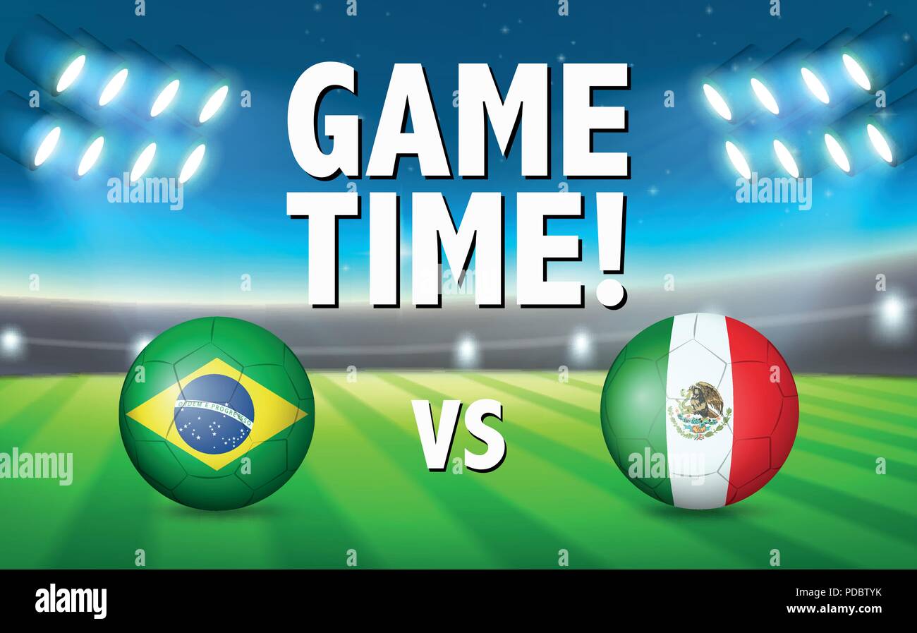 Brazil VS Mexico football match illustration Stock Vector Image & Art ...