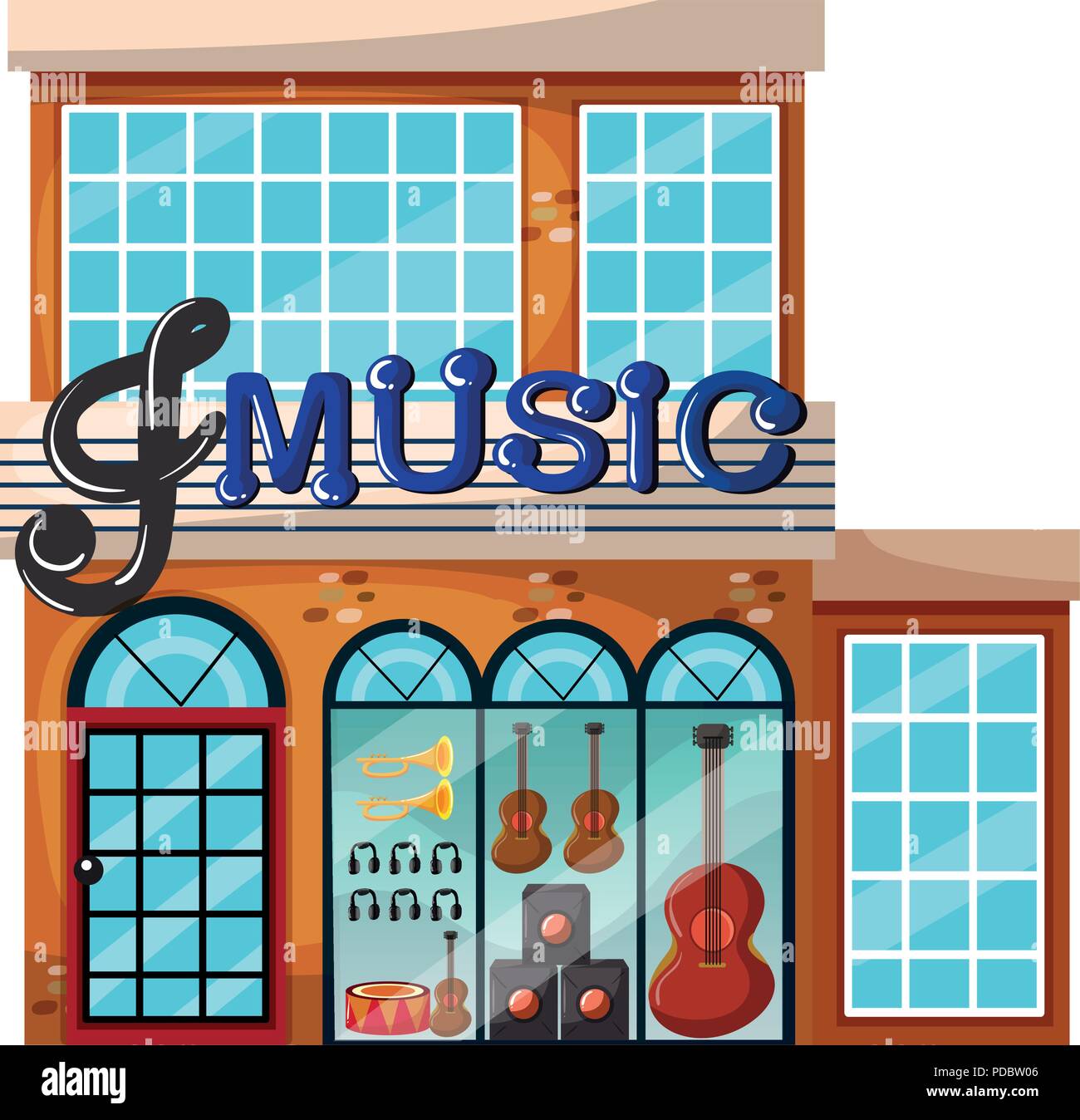 Exterior of large music shop illustration Stock Vector Image & Art - Alamy