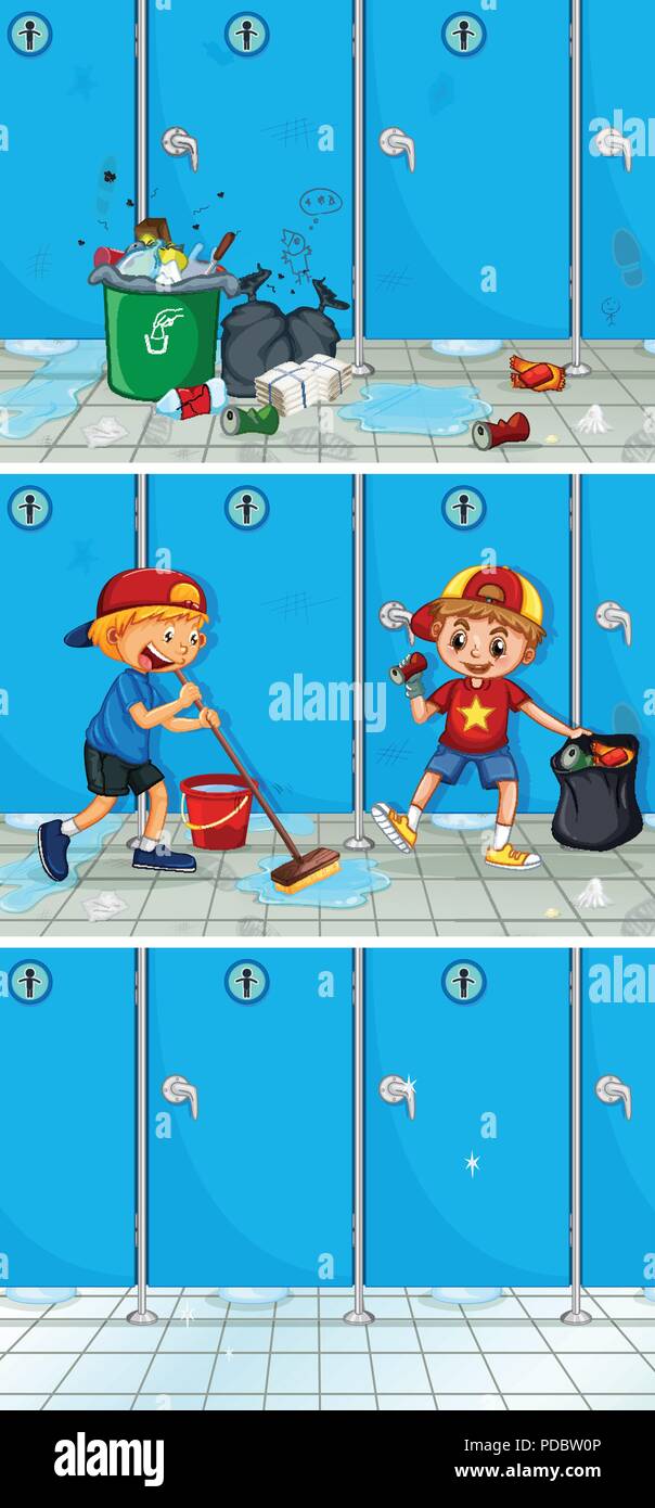 Set of cleaning scenes illustration Stock Vector Image & Art - Alamy