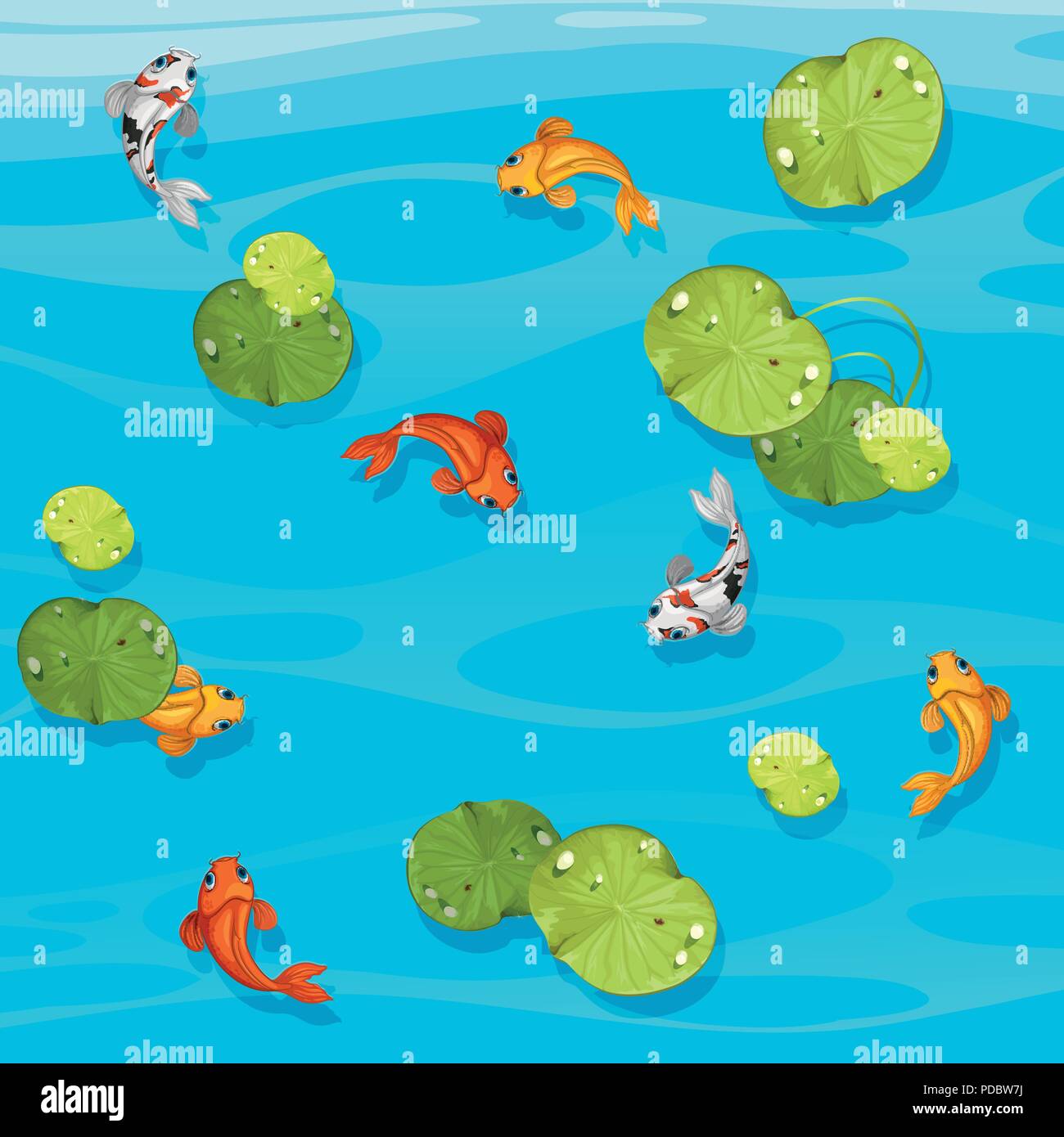 Asian koi pond Stock Vector Images - Alamy