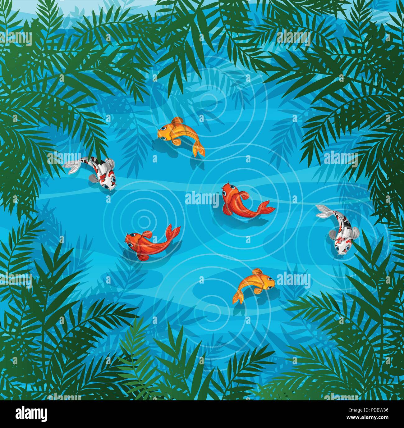Japanese garden koi pond Stock Vector Images - Alamy