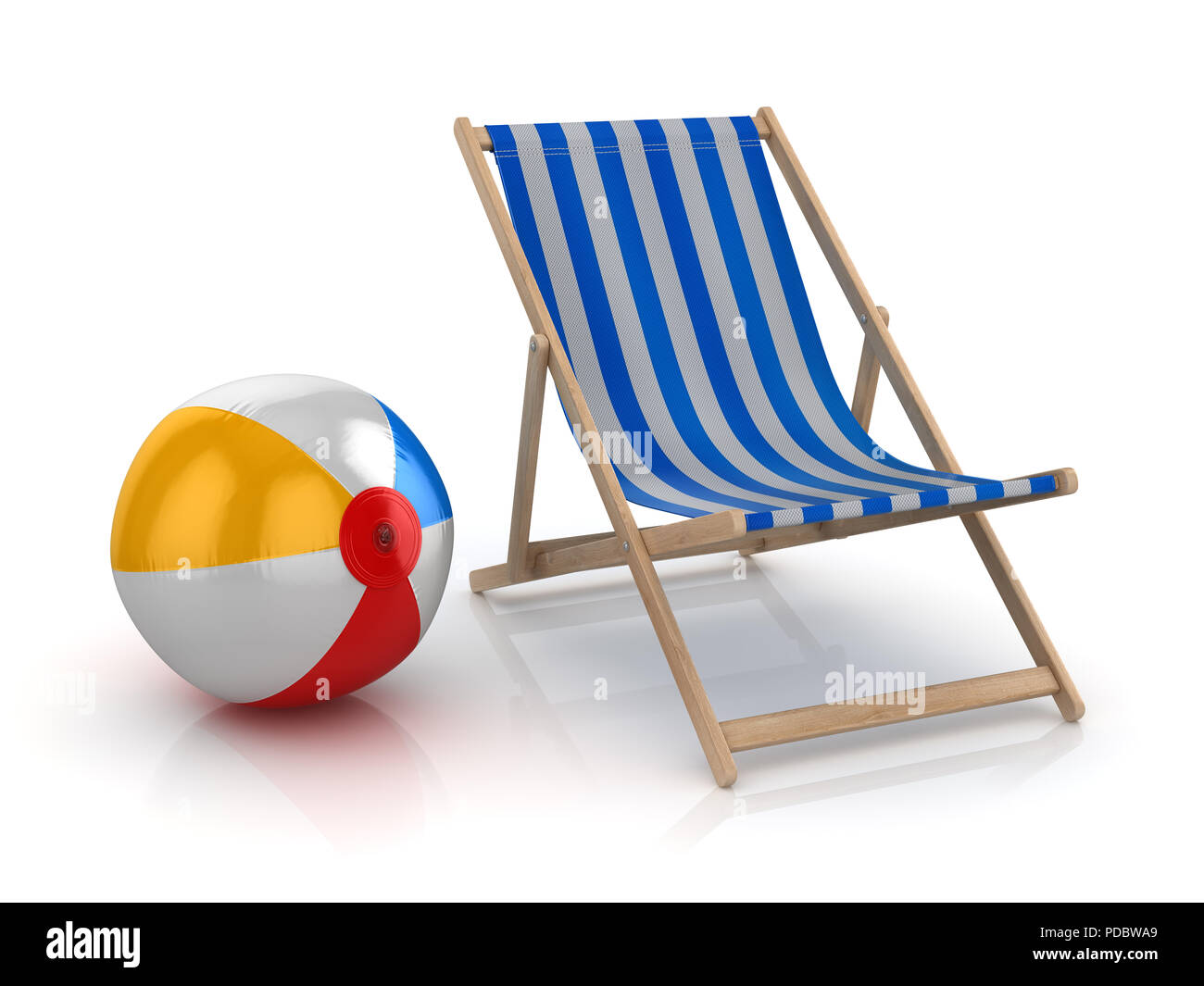 Colorful Beach Ball and Beach Chair , This is a 3d rendered computer ...