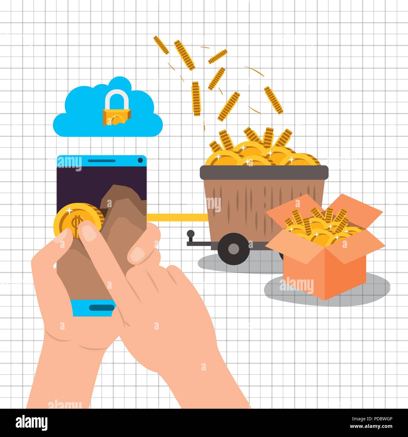 coins mining set icons Stock Vector Image & Art - Alamy