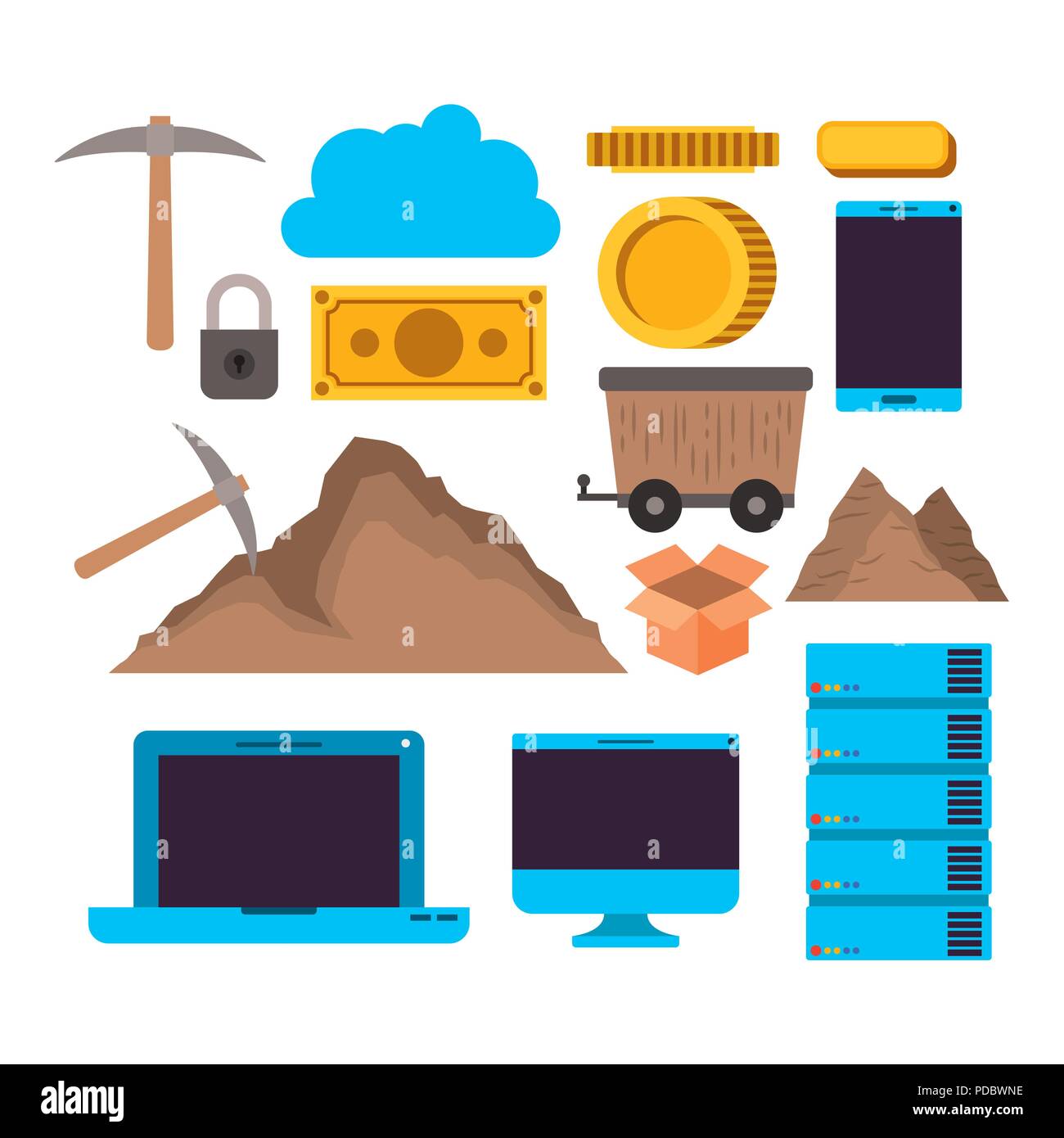 bitcoin mining set icons Stock Vector Image & Art - Alamy