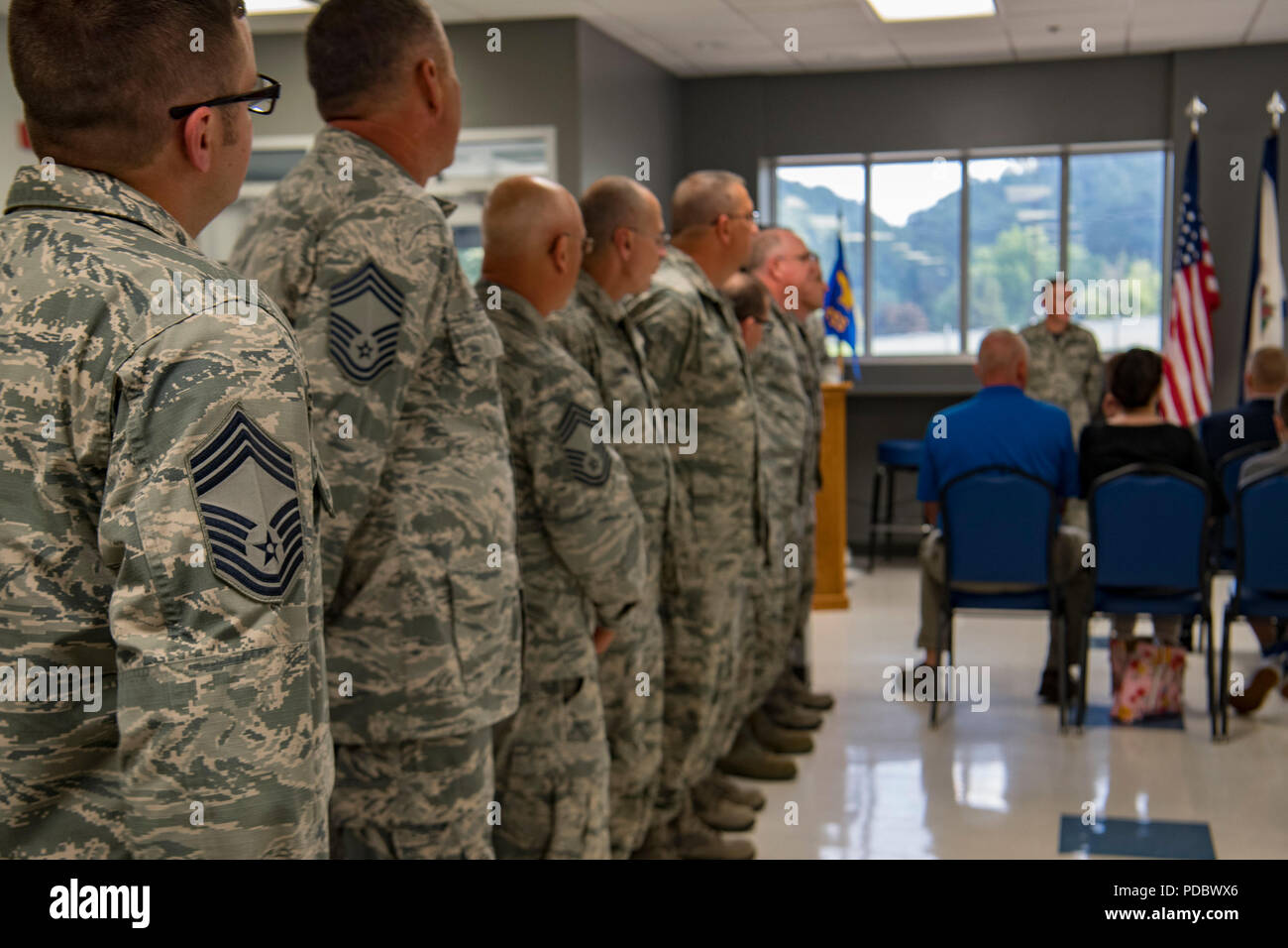 The Chief Master Sergeants of the 130th Airlift Wing watch as the ...