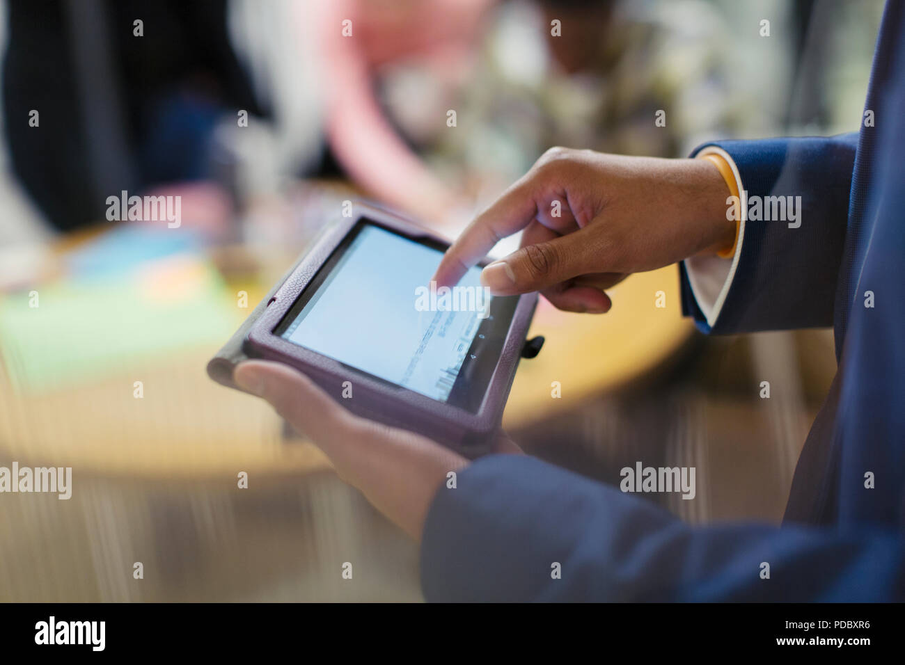 Close up finger touching tablet hi-res stock photography and images - Alamy