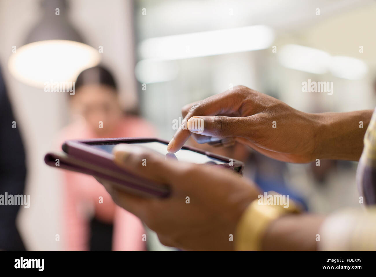 Close up finger touching tablet hi-res stock photography and images - Alamy