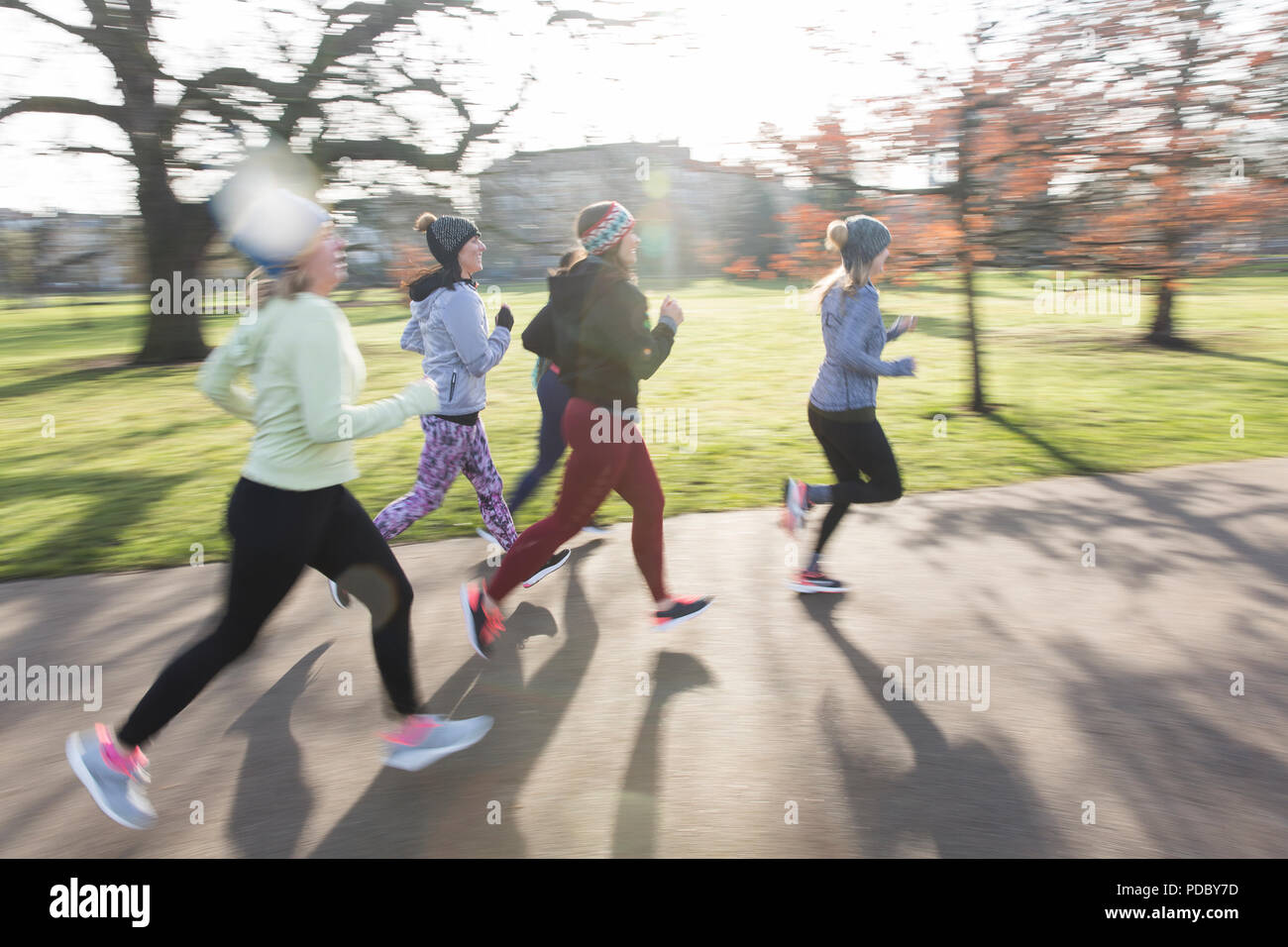 Female runner in blurred motion hi-res stock photography and images - Alamy