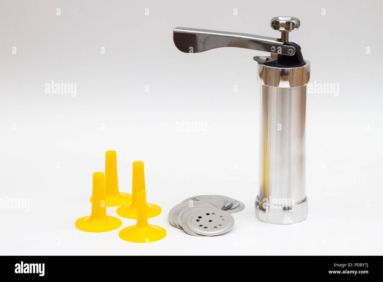 silver metal thing for cakes and cream Isolated white background Stock ...