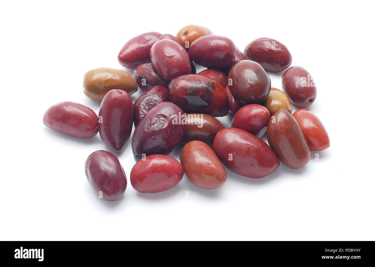 red olives isolated on white Stock Photo - Alamy