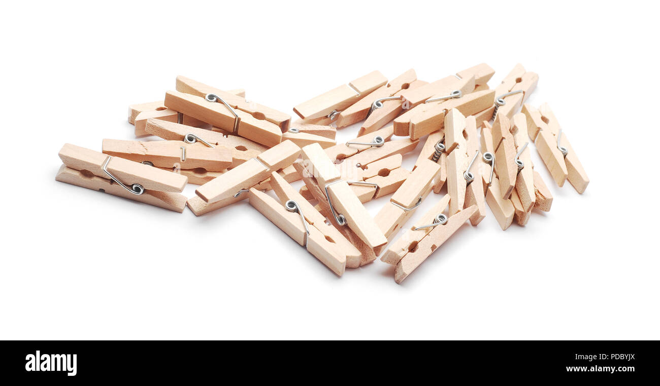 clothes pins isolated on white Stock Photo - Alamy