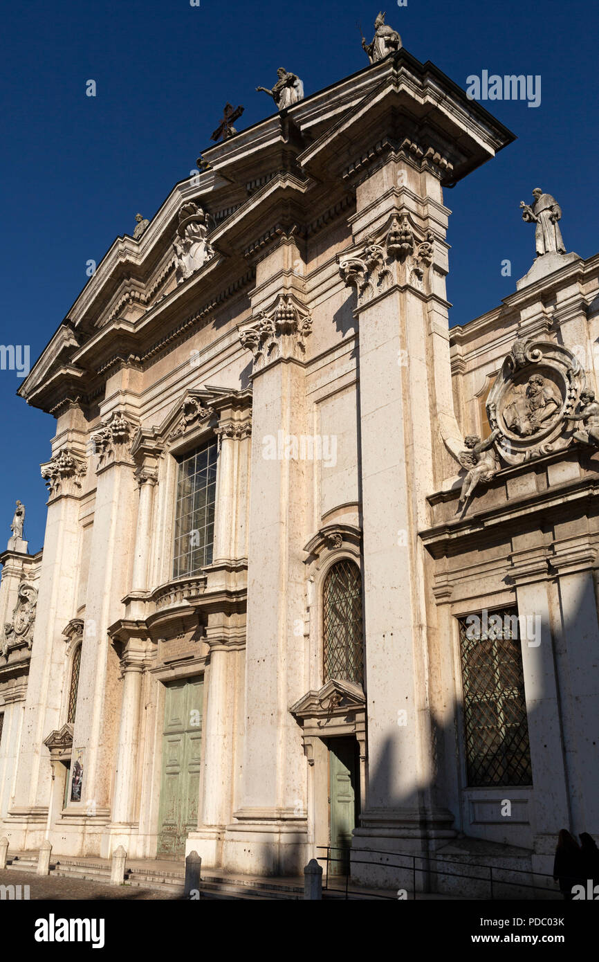 Facade of Mantua Cathedral in Mantua, Italy. The Baroque cathedral is ...