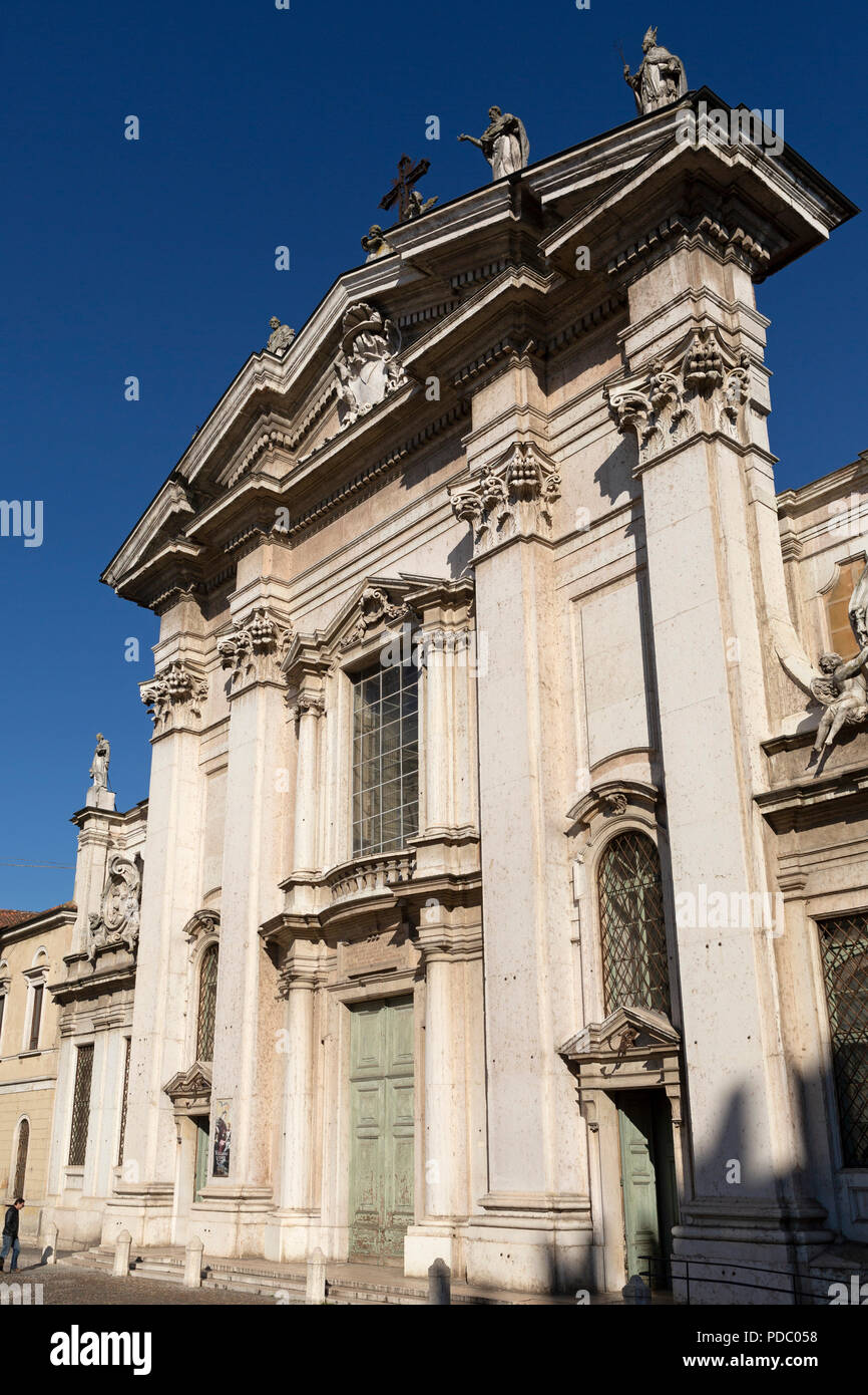 Facade of Mantua Cathedral in Mantua, Italy. The Baroque cathedral is ...