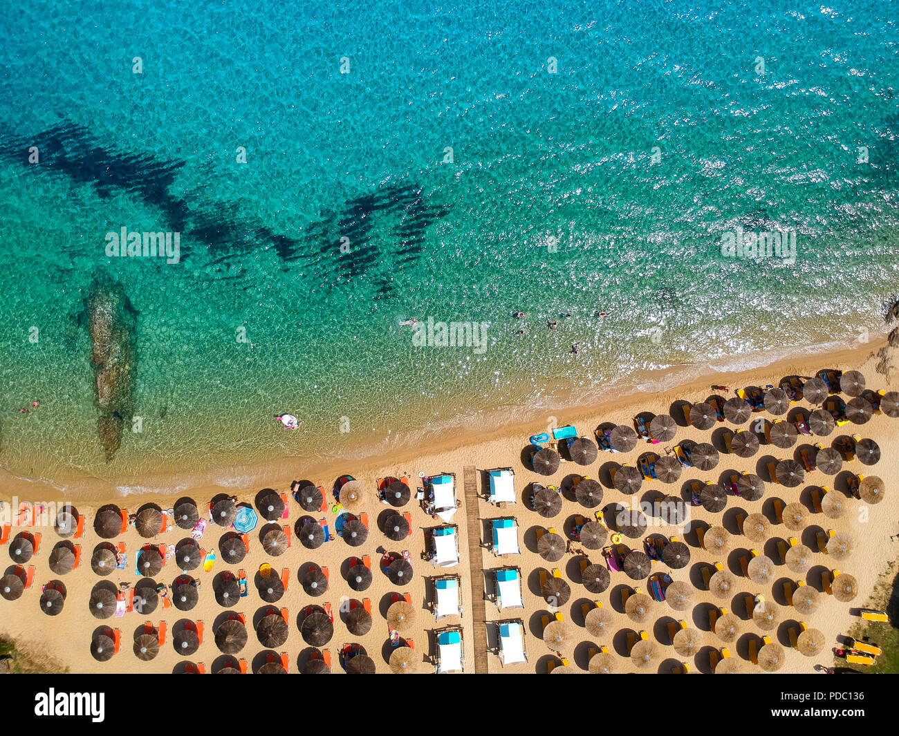 Aerial view at beach at Nea Roda at Chalkidiki, Greece Stock Photo - Alamy