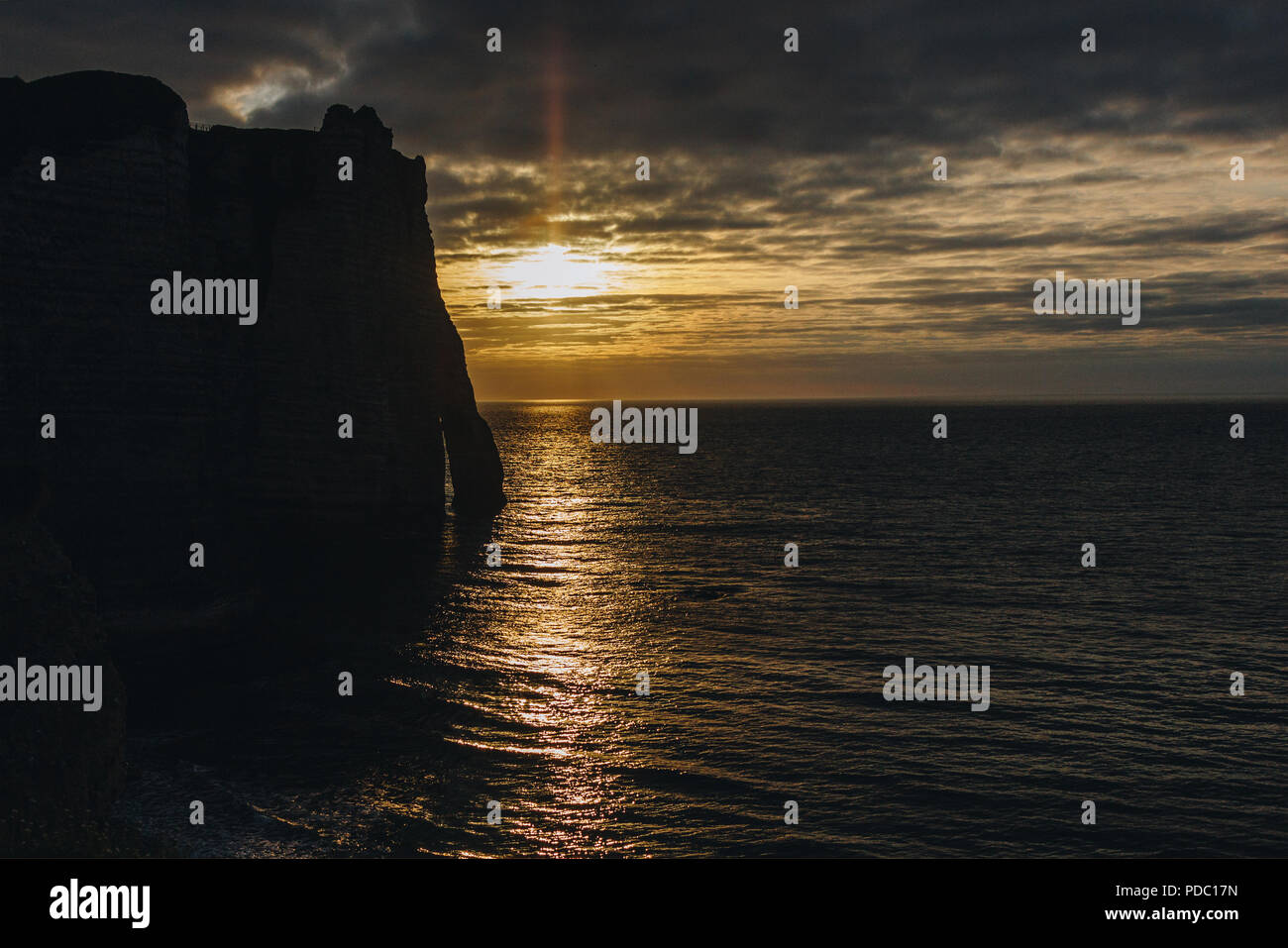 aerial view of beautiful sunset over the sea, Etretat, Normandy, France Stock Photo - Alamy