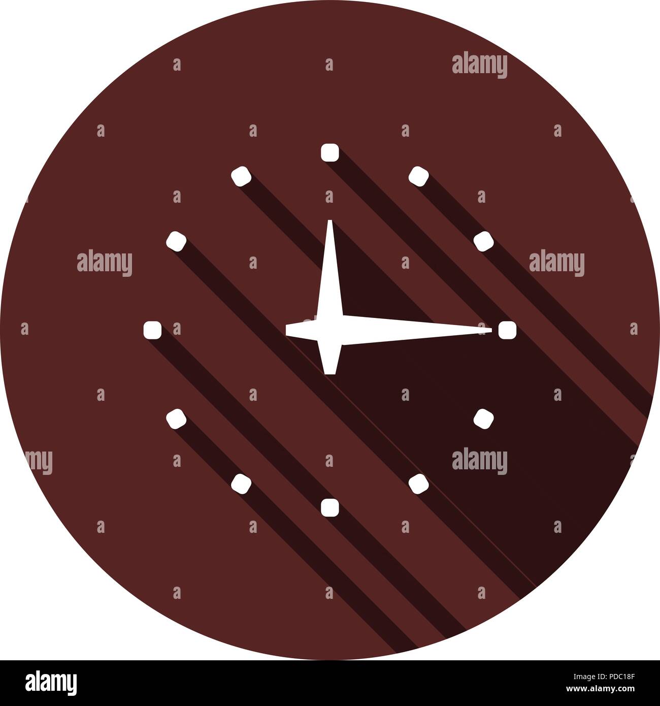 Vector image. Clock icon on a circle of maroon color Stock Vector Image ...