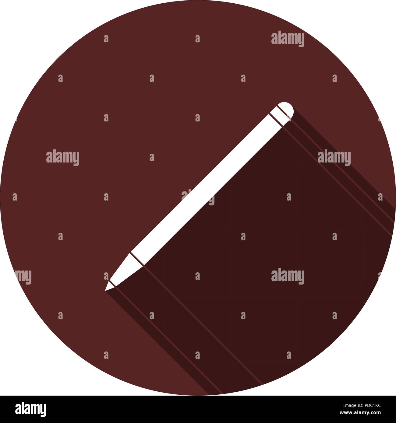 Pencil icon on a circle of maroon color, vector image Stock Vector ...