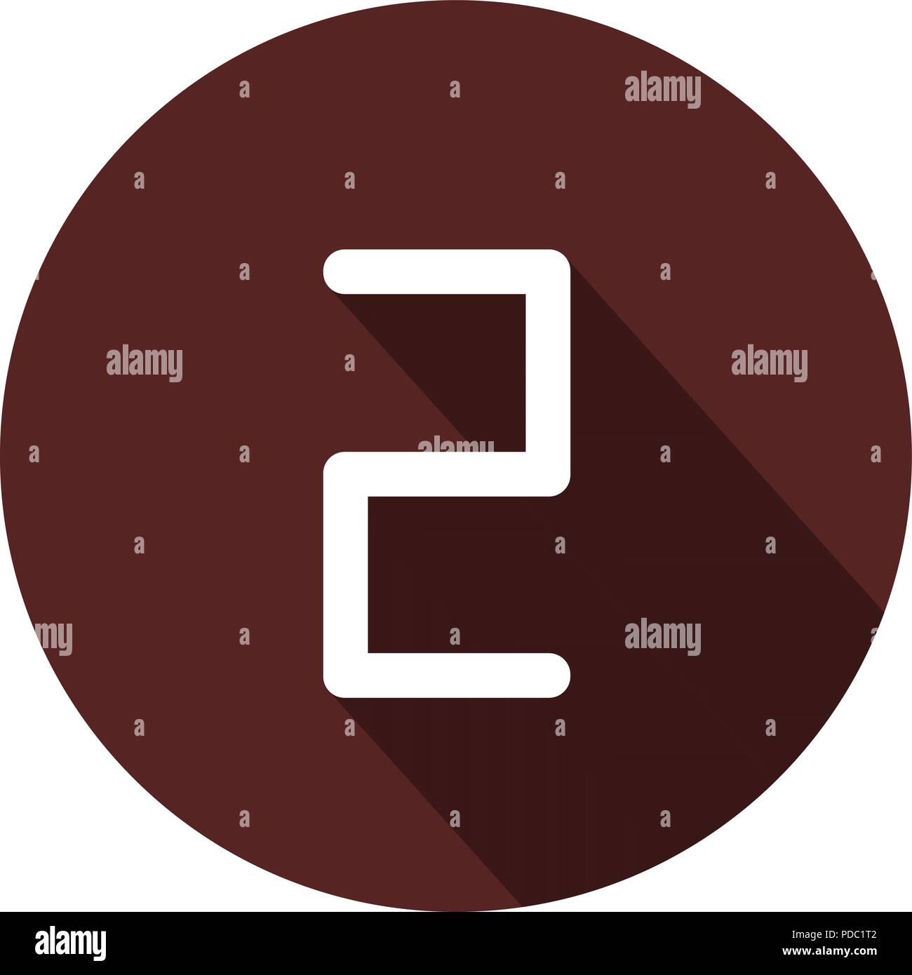 Vector image. Icon with the number two on a circle of maroon color ...