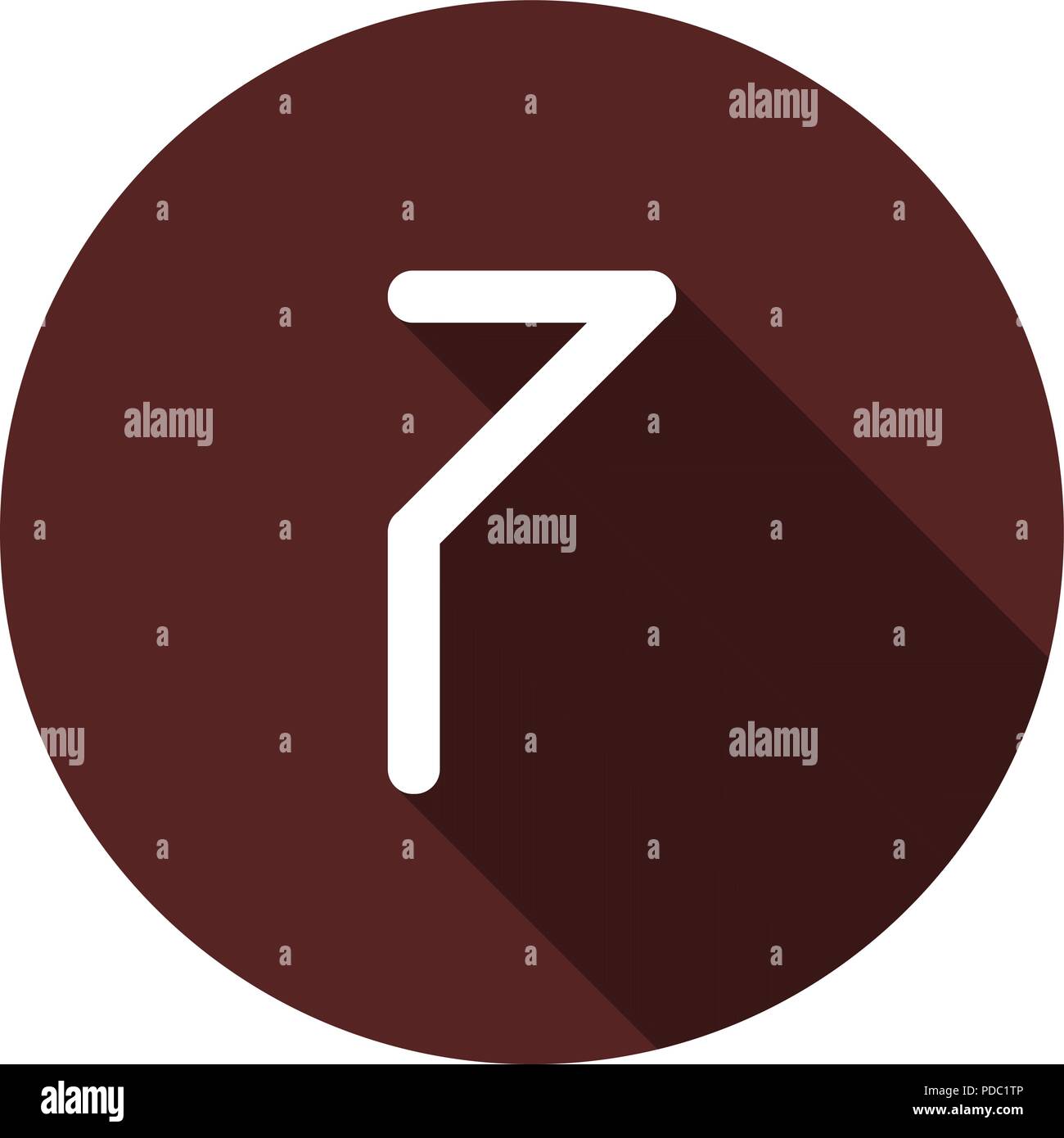 Vector image. Icon with the number seven on a circle of maroon color ...