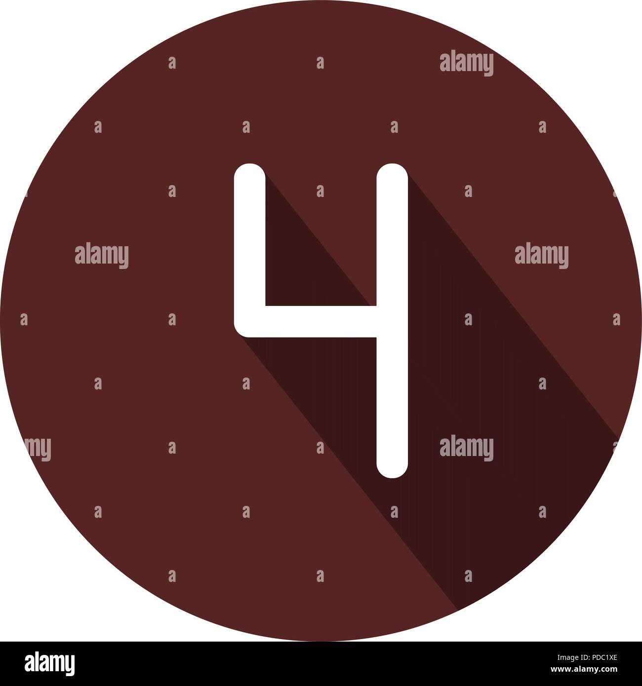 Vector image. Icon with the number four on a circle of maroon color ...