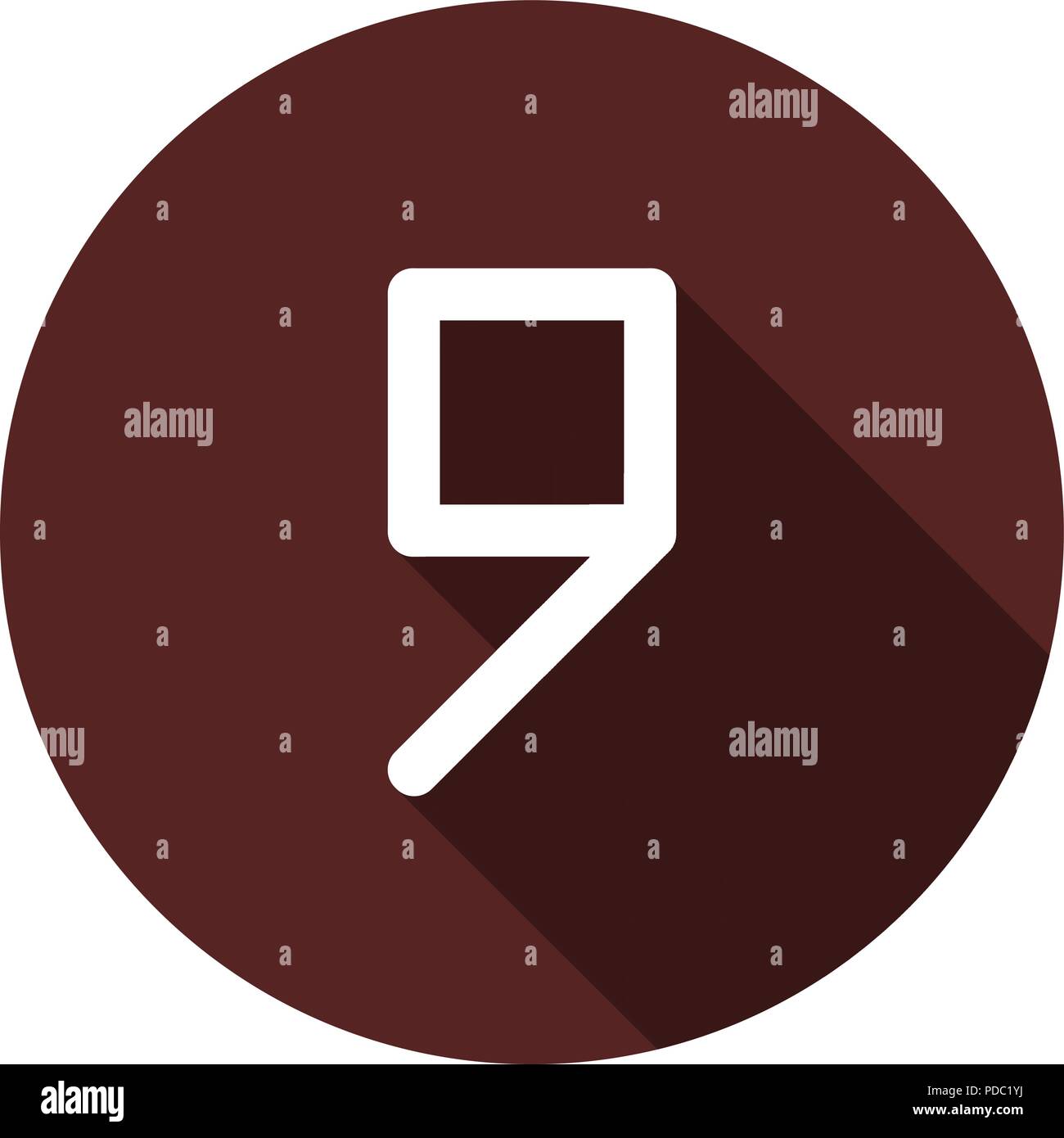 Vector image. Icon with the number nine on a circle of maroon color ...