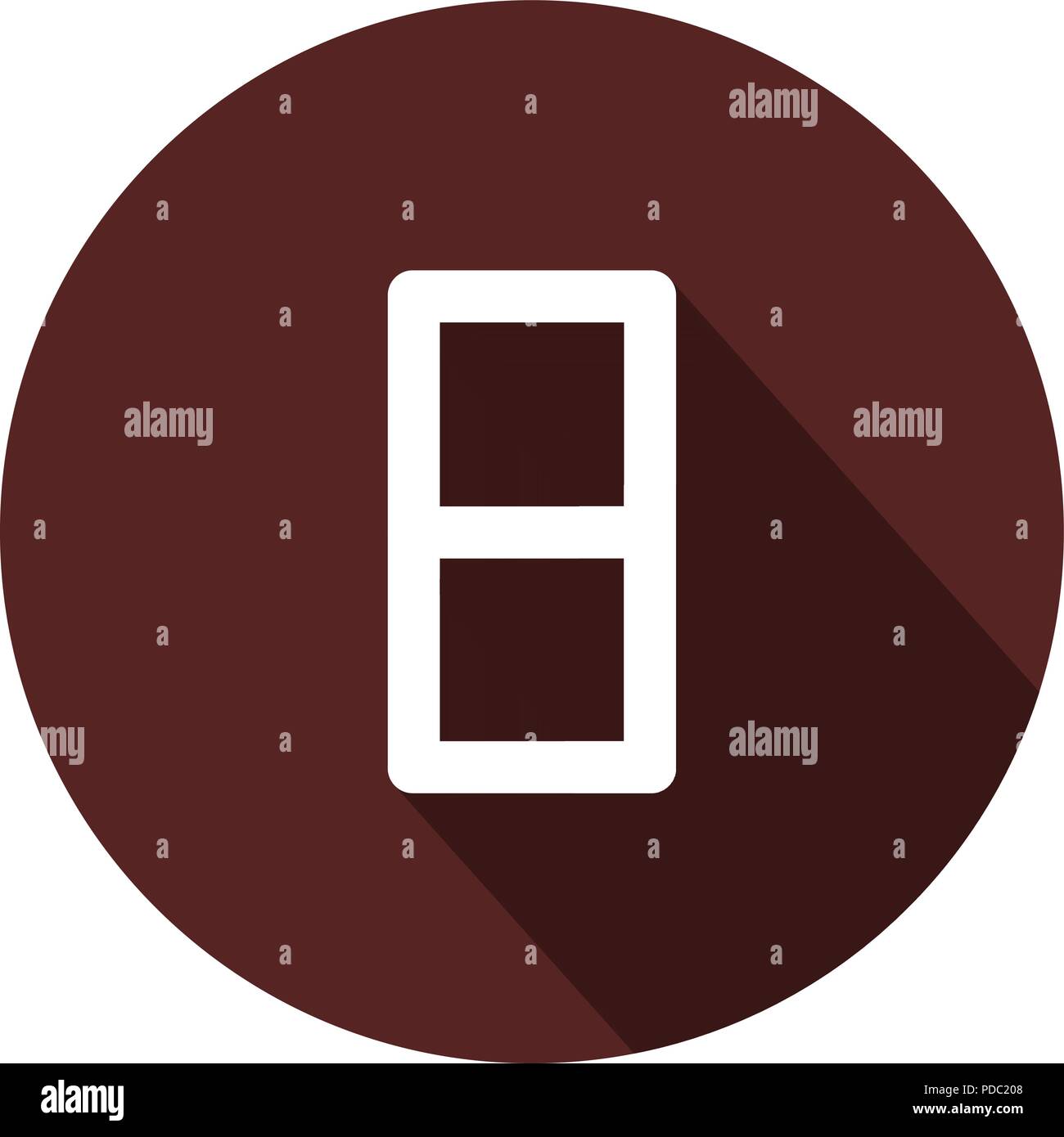 Vector image. Icon with the number eight on a circle of maroon color ...