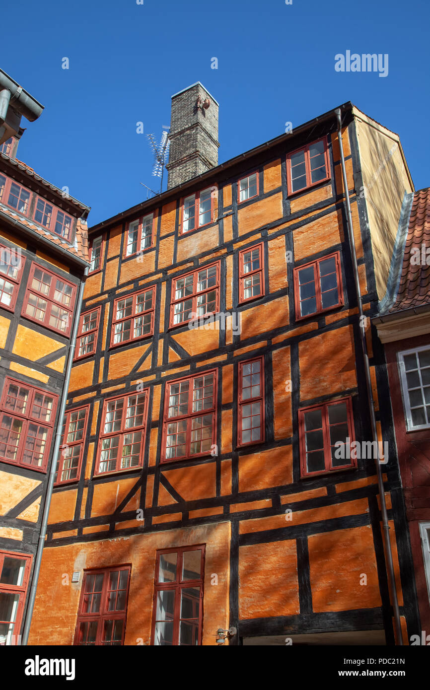 low angle view of beautiful historical houses against blue sky in ...