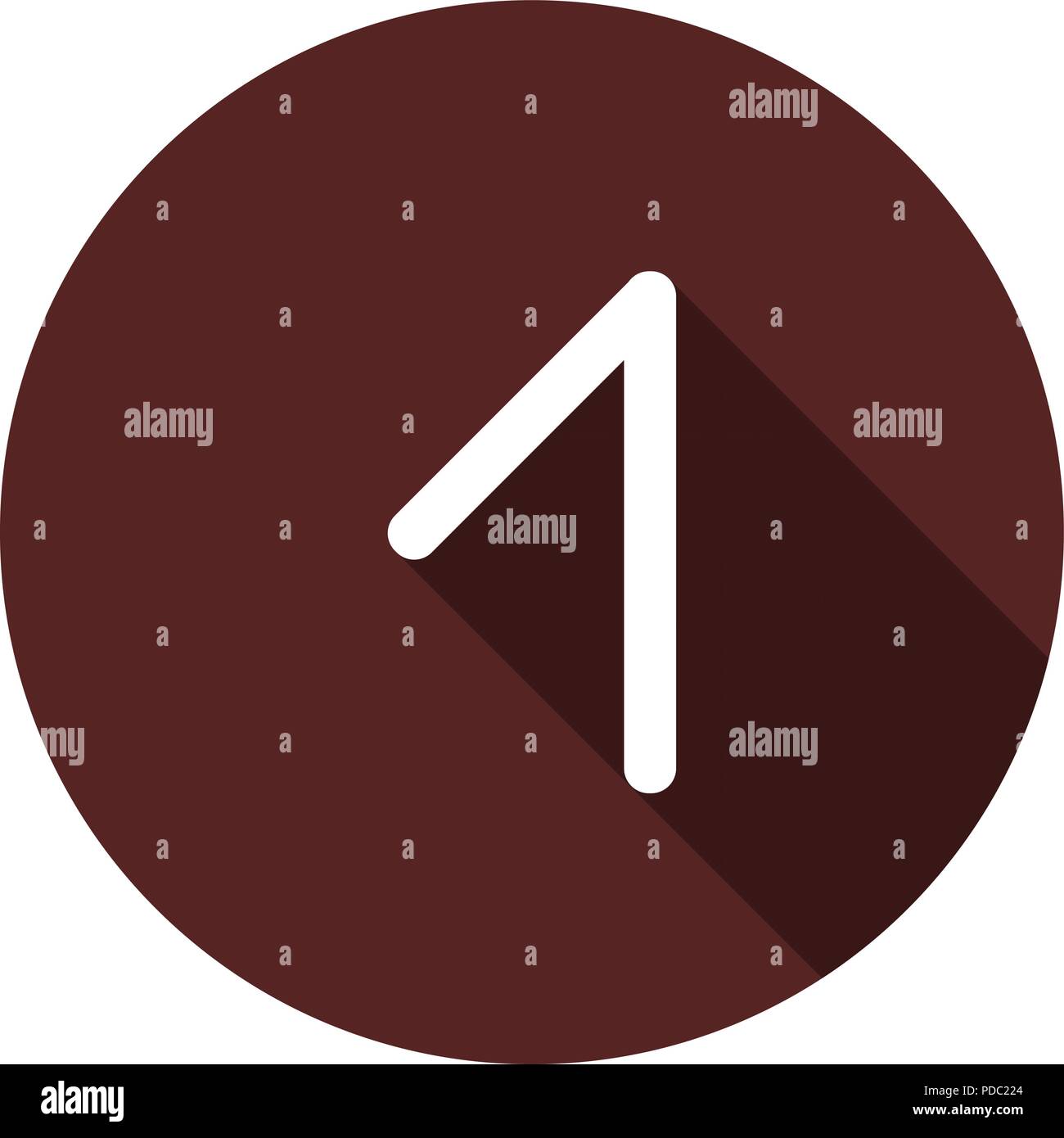 Vector image. Icon with the number one on the circle of maroon color ...