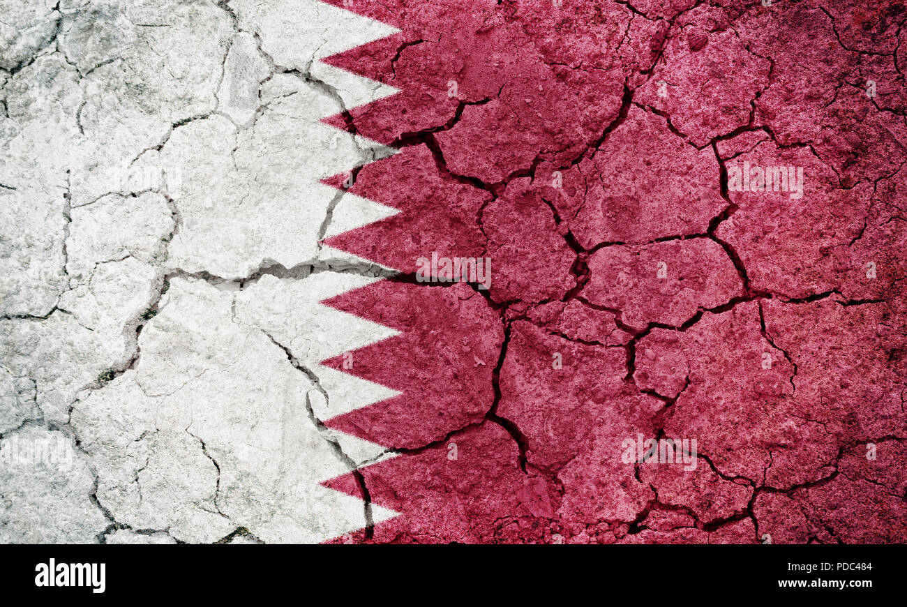 State of Qatar flag on dry earth ground texture background Stock Photo ...