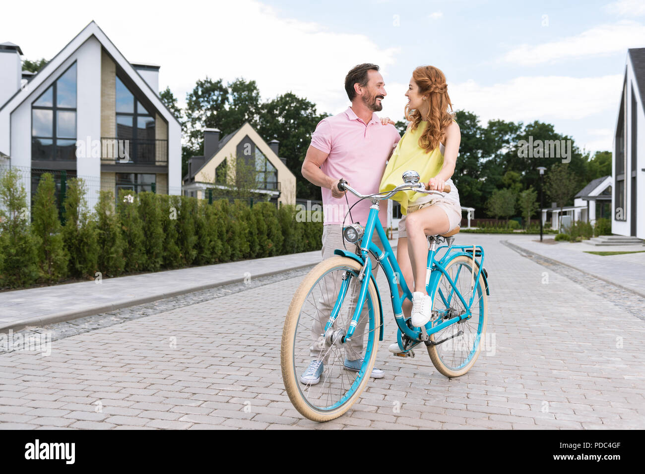 Positive nice couple having a date Stock Photo - Alamy