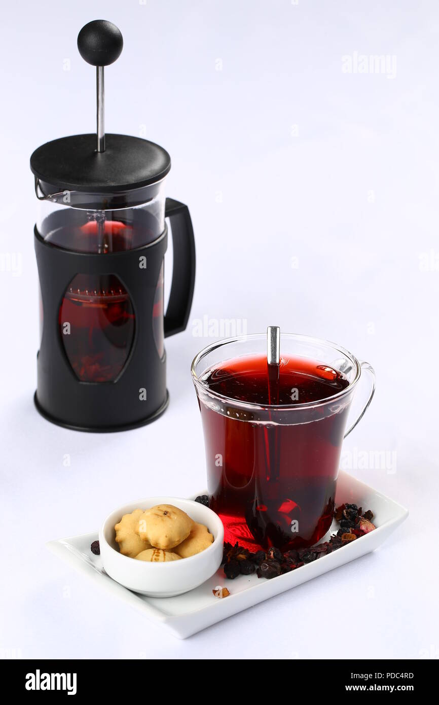 French press with cup of tea Stock Photo - Alamy