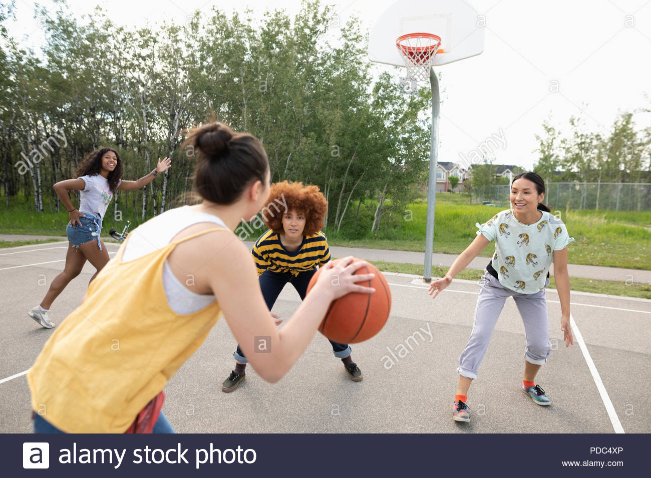 Friends Playing Basketball Girls