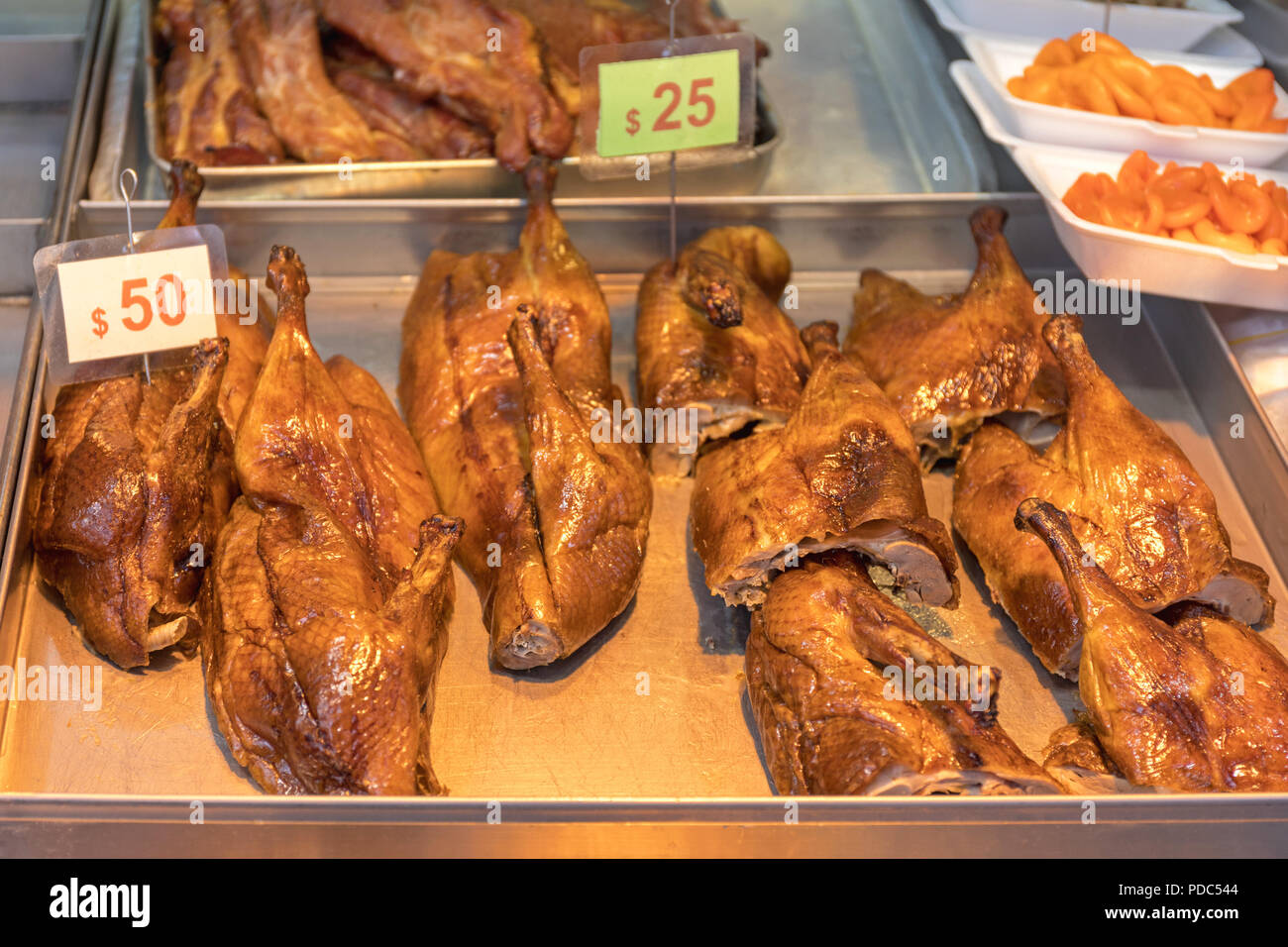 Roadsted Chickens for Sale at Fast Food in Hong Kong Stock Photo - Alamy