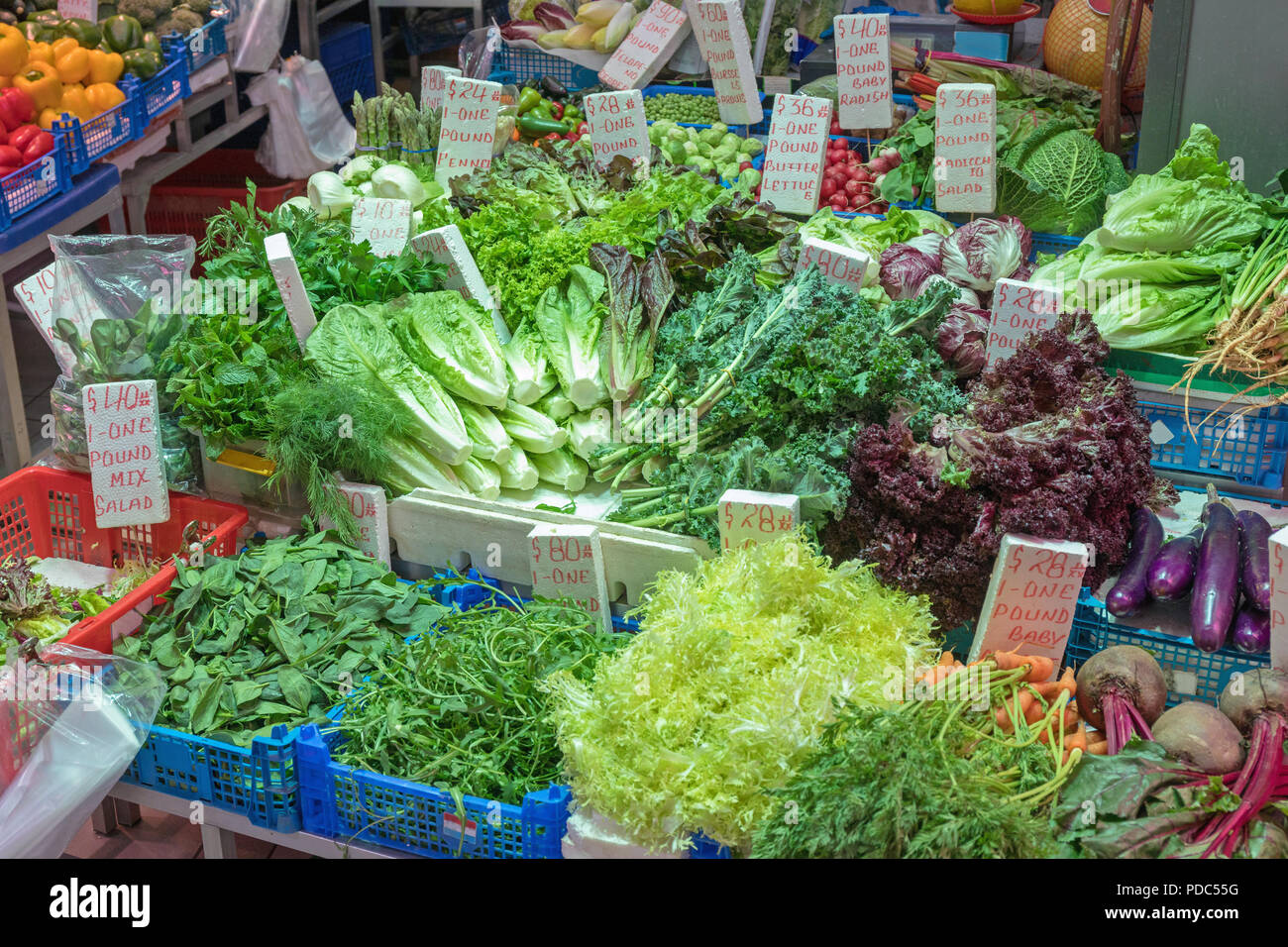 Big Selection of Various Salads and Vegetables in Store Stock Photo - Alamy