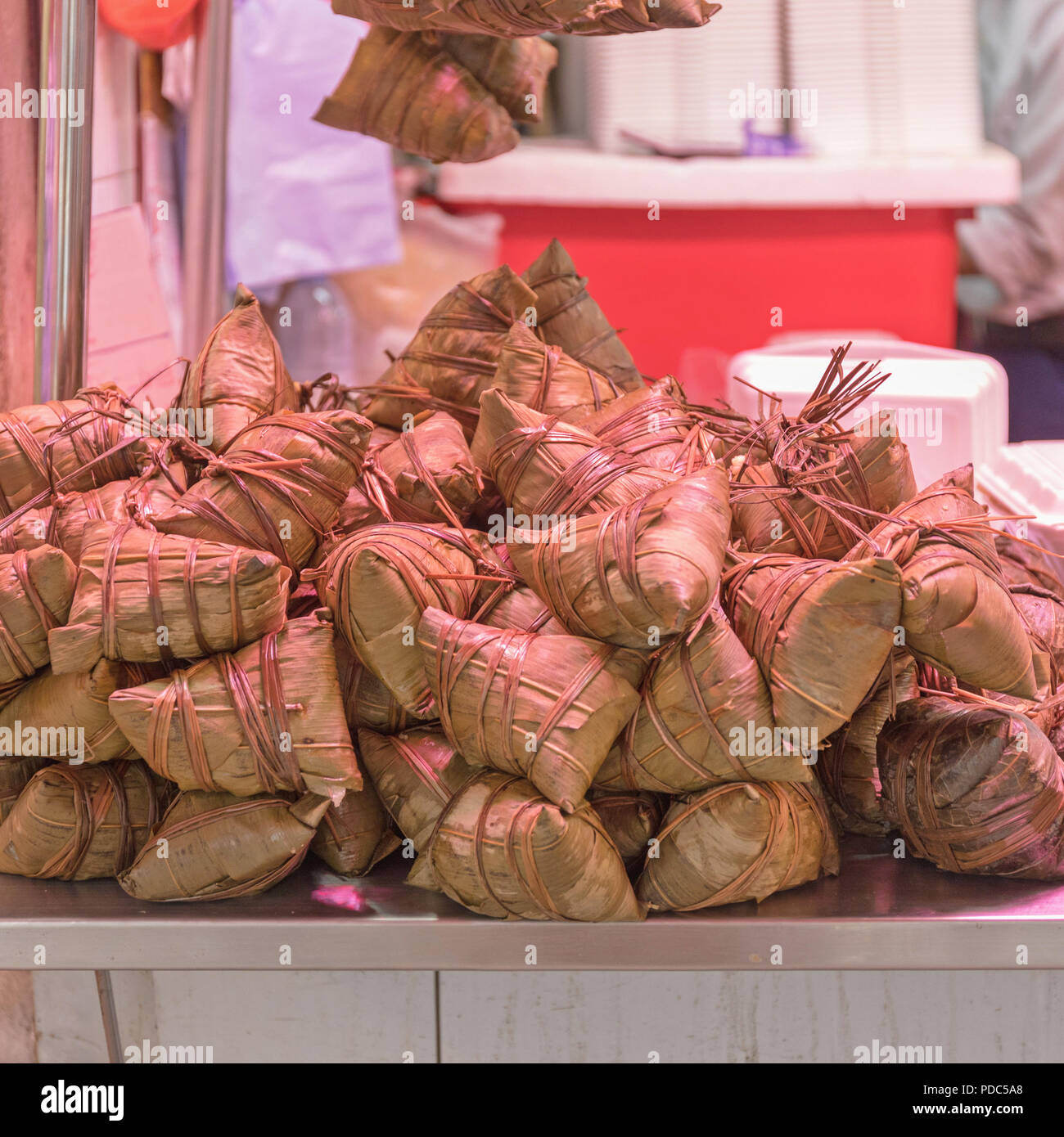 Zongzi Chinese Sticky Rice Stuffed and Wrapped in Bamboo Leaves Stock ...