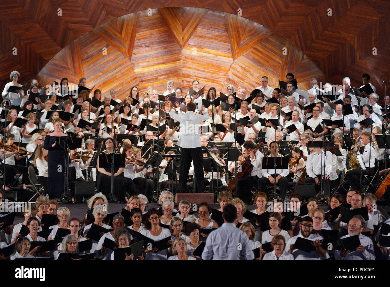The Boston Landmarks Orchestra performs at the Hatch Shell in Boston ...
