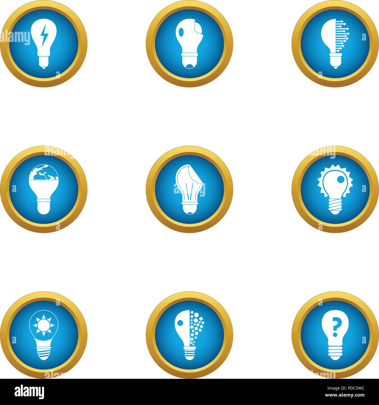 Incandescent lamp icons set, flat style Stock Vector Image & Art - Alamy