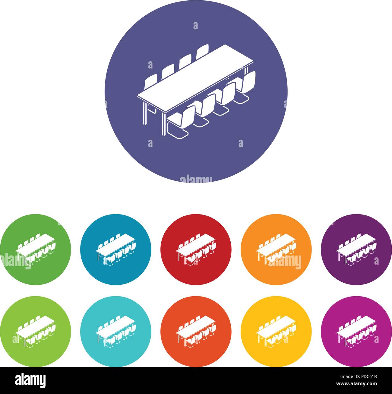 Long meet table icons set vector color Stock Vector Image & Art - Alamy
