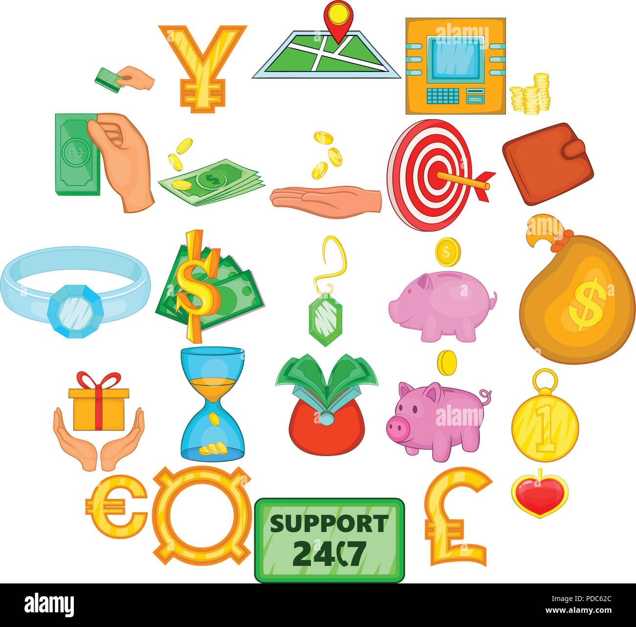 Big Money Icons Set Cartoon Style Stock Vector Image And Art Alamy